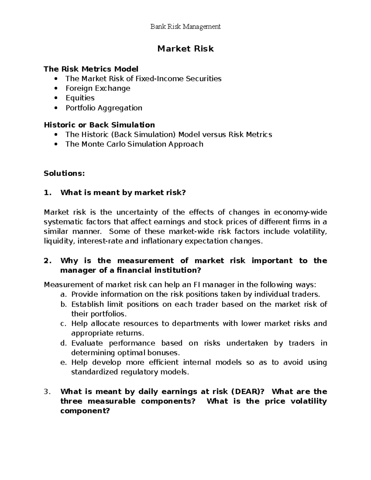 Market Risk- Bank Risk Management - Updated - Finance Management System ...