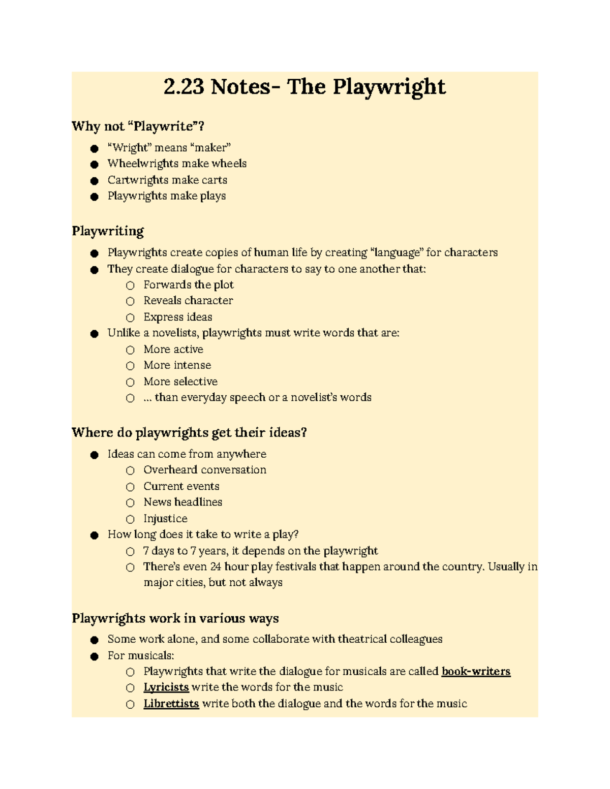 2.23 Notes- The Playwright - 2 Notes- The Playwright Why not “Playwrite ...