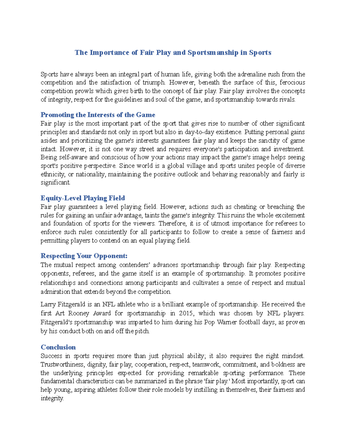 The Importance of Fair Play and Sportsmanship in Sports - However ...