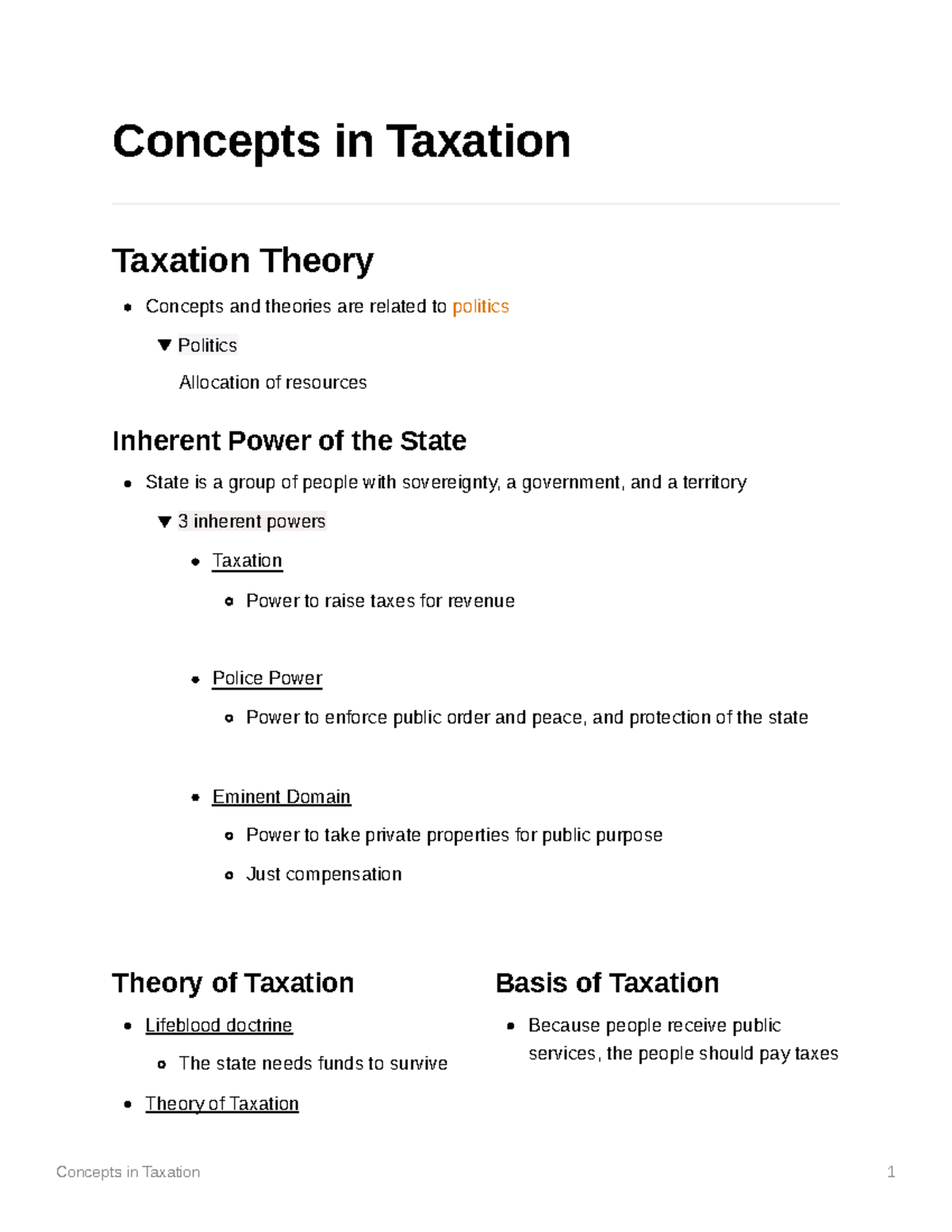Concepts in Taxation - Concepts in Taxation Taxation Theory Concepts ...