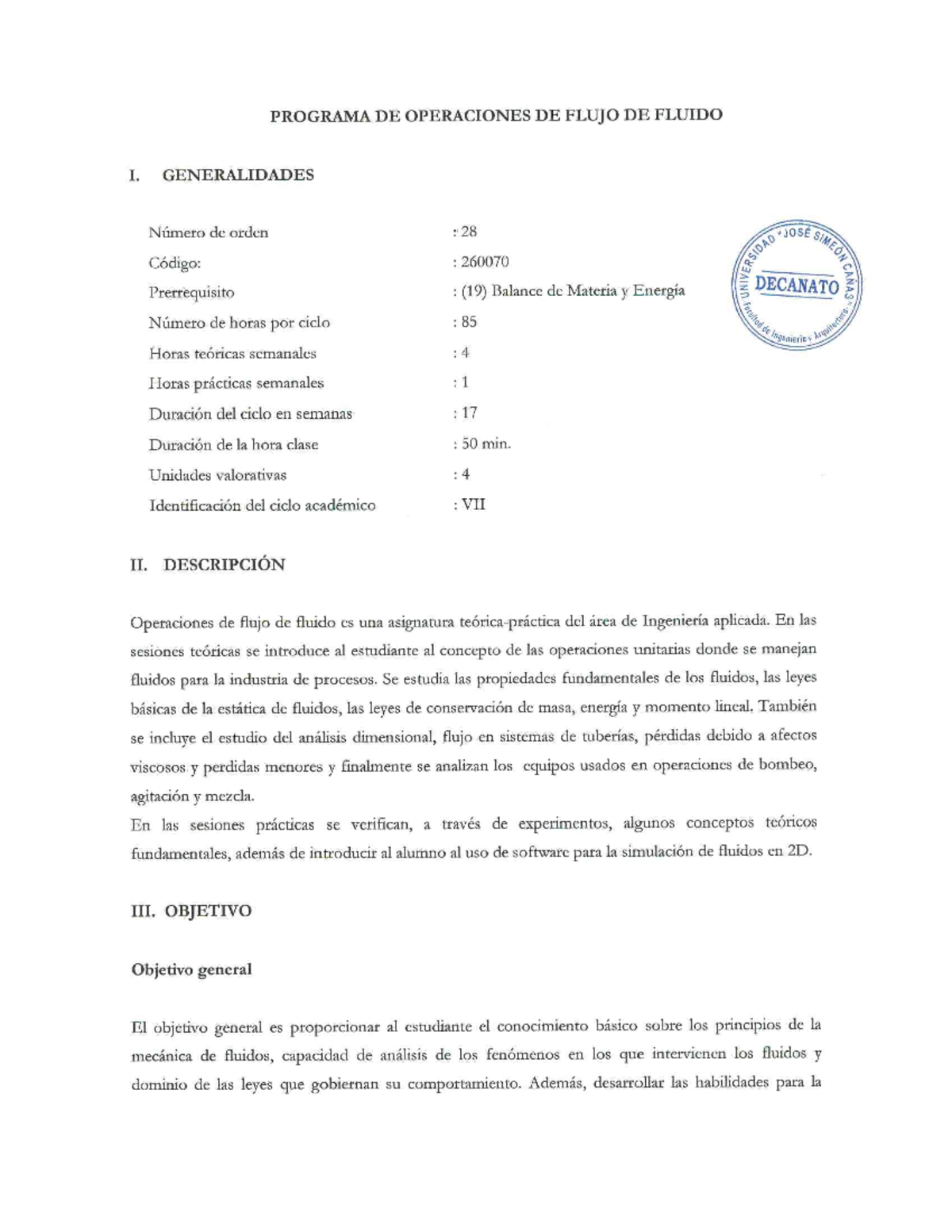 Programa de Operaciones de Flujo de Fluido - Studocu