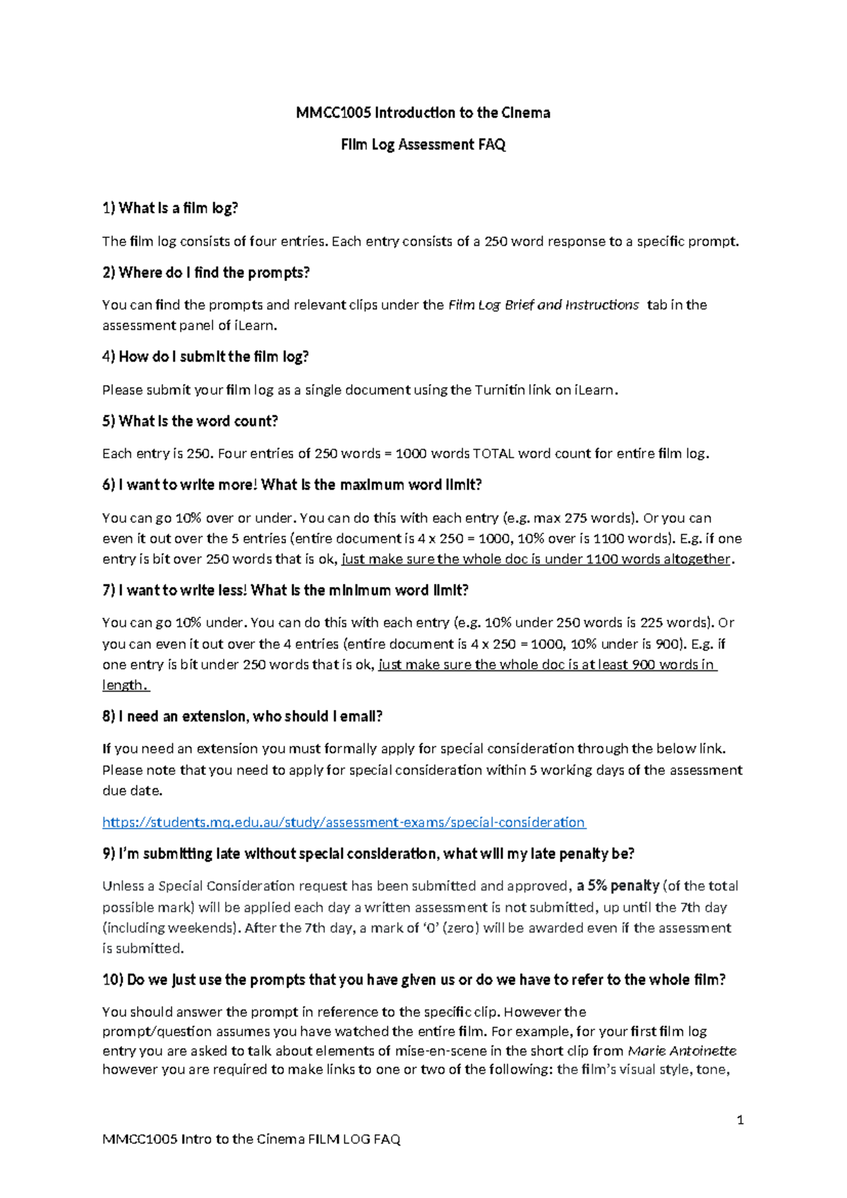 Film Log FAQ - reif - MMCC1005 Introduction to the Cinema Film Log ...