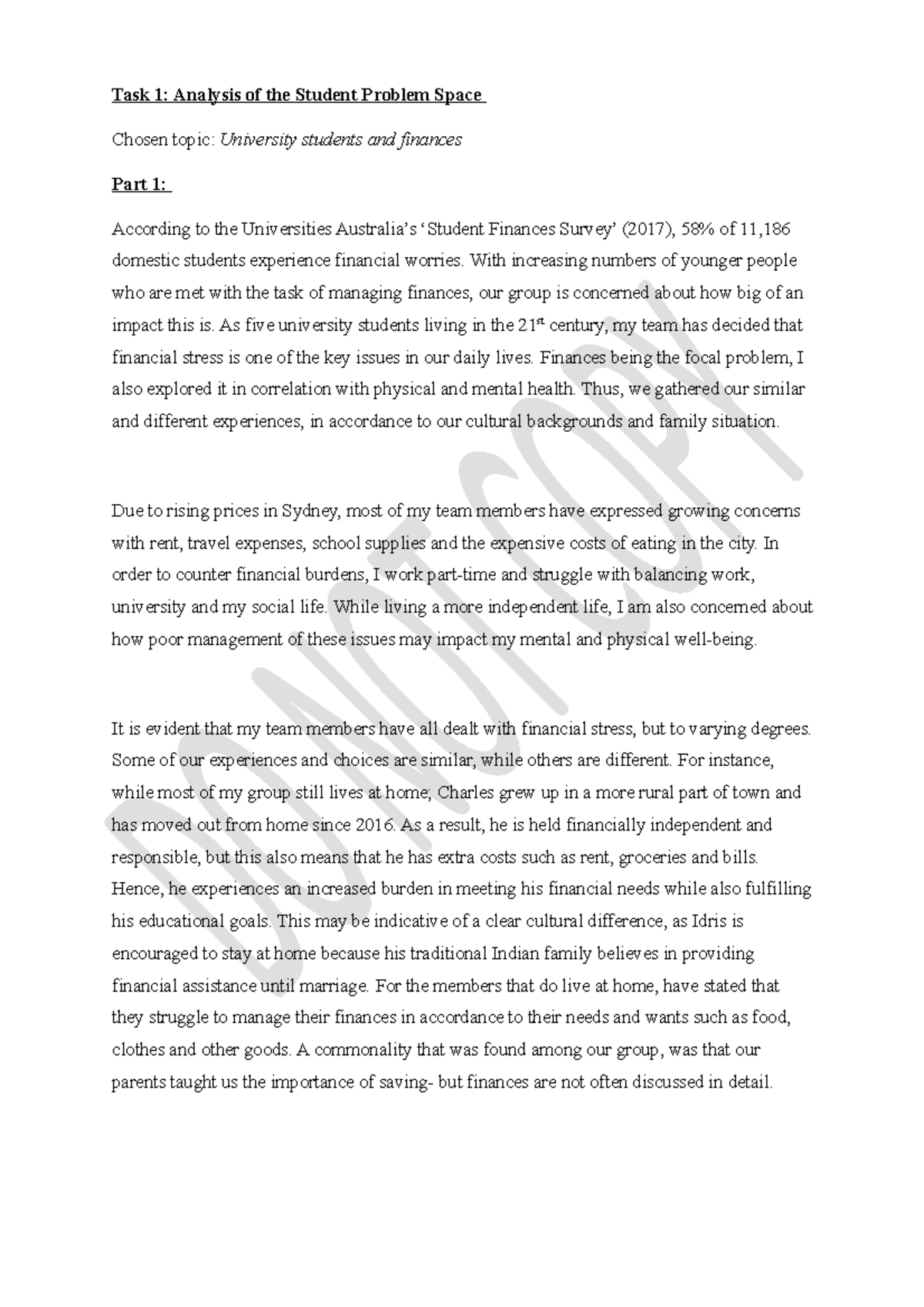 Task 1: Analysis of the Problem Space - Task 1: Analysis of the Student ...