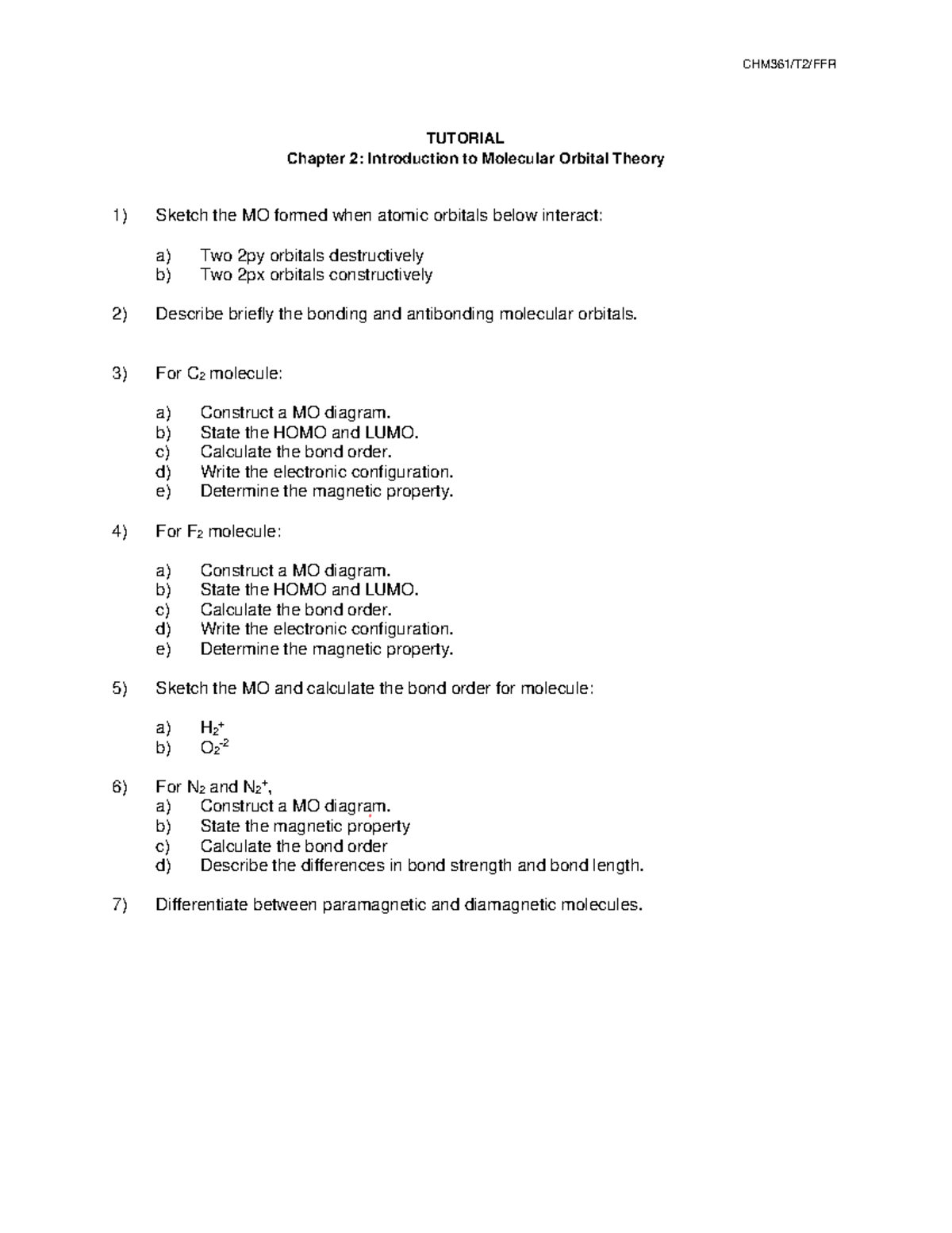Tutorial 2 - SEM OCT 21 - FEB 22 CHM361/T2/FFR TUTORIAL Chapter 2 ...