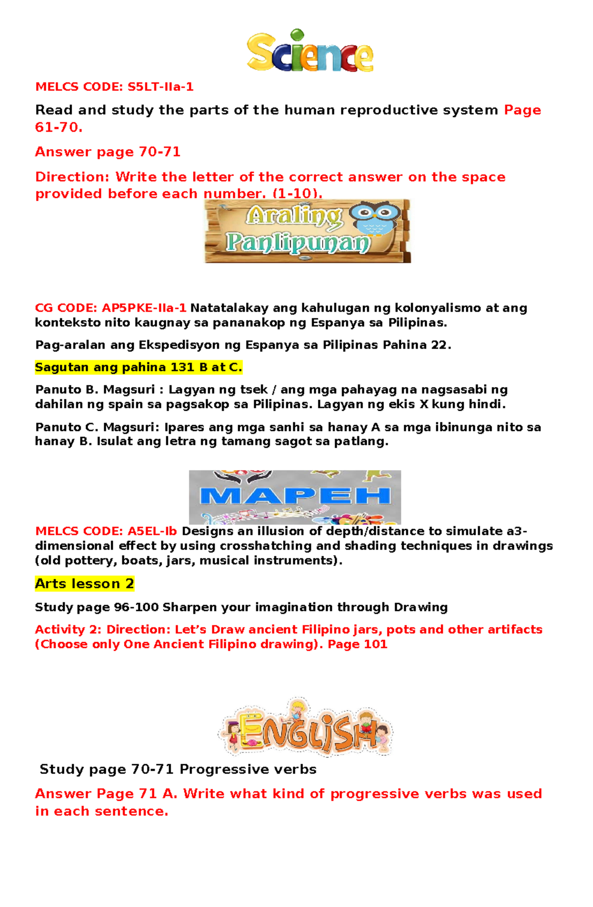 Learning guide quarter 2 module 1 - MELCS CODE: S5LT-IIa- Read and ...