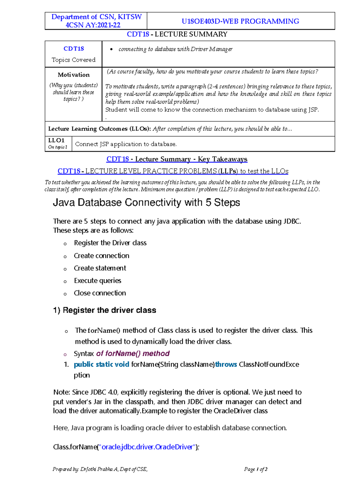 Wp Cdt18 Summary Csn Connecting To Database With Driver Manager Department Of Csn Kitsw