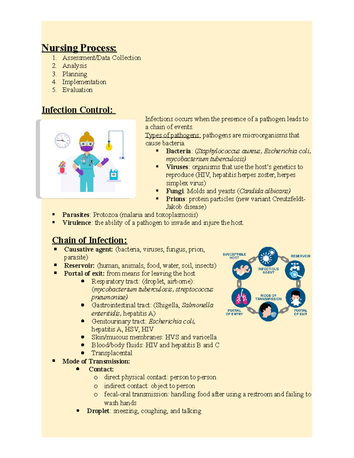Nursing Process Review - Nursing Process: Assessment/Data Collection ...