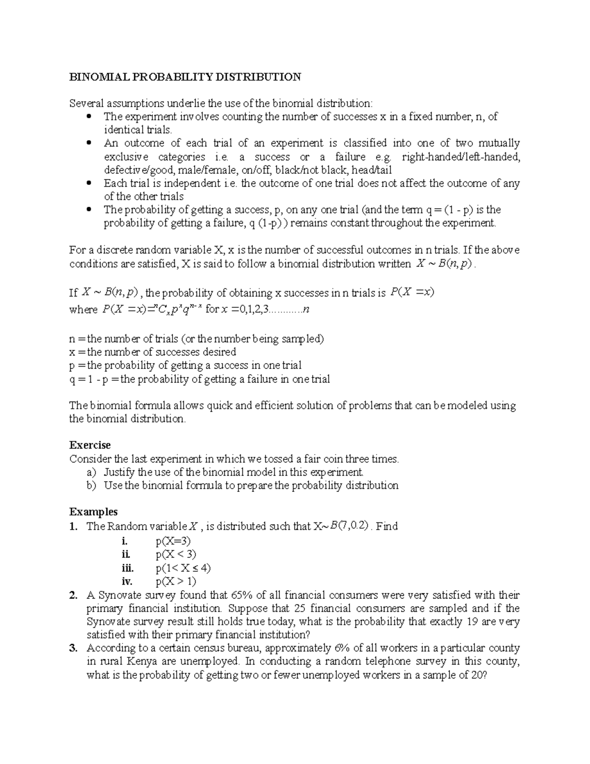 3 BMGT 220 Binomial Distribution - BINOMIAL PROBABILITY DISTRIBUTION ...