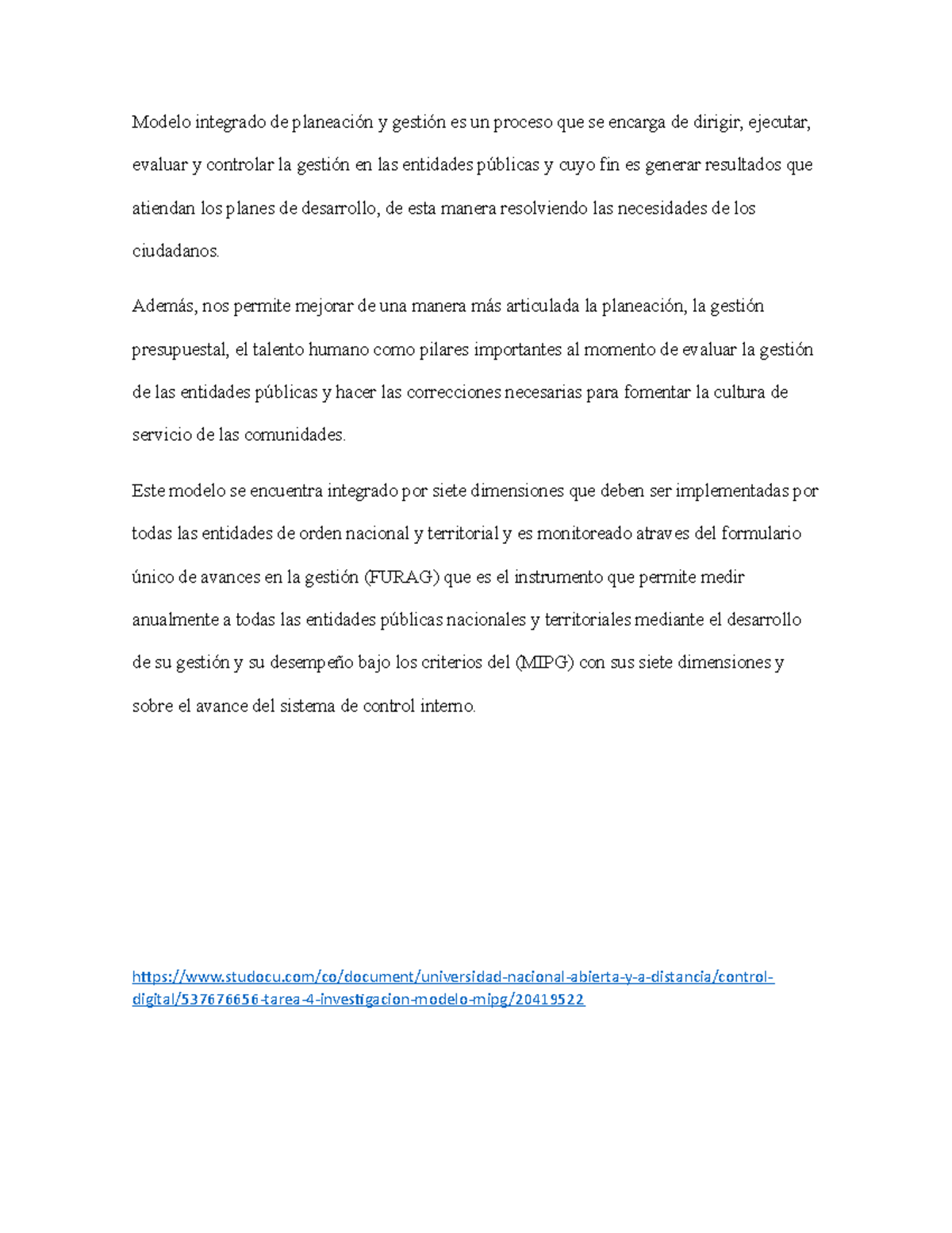 Modelo integrado de planeación y gestión es un proceso que se encarga ...