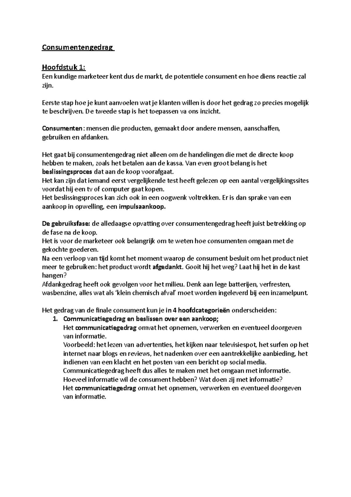 Consumentengedrag - Consumentengedrag Hoofdstuk 1: Een kundige ...