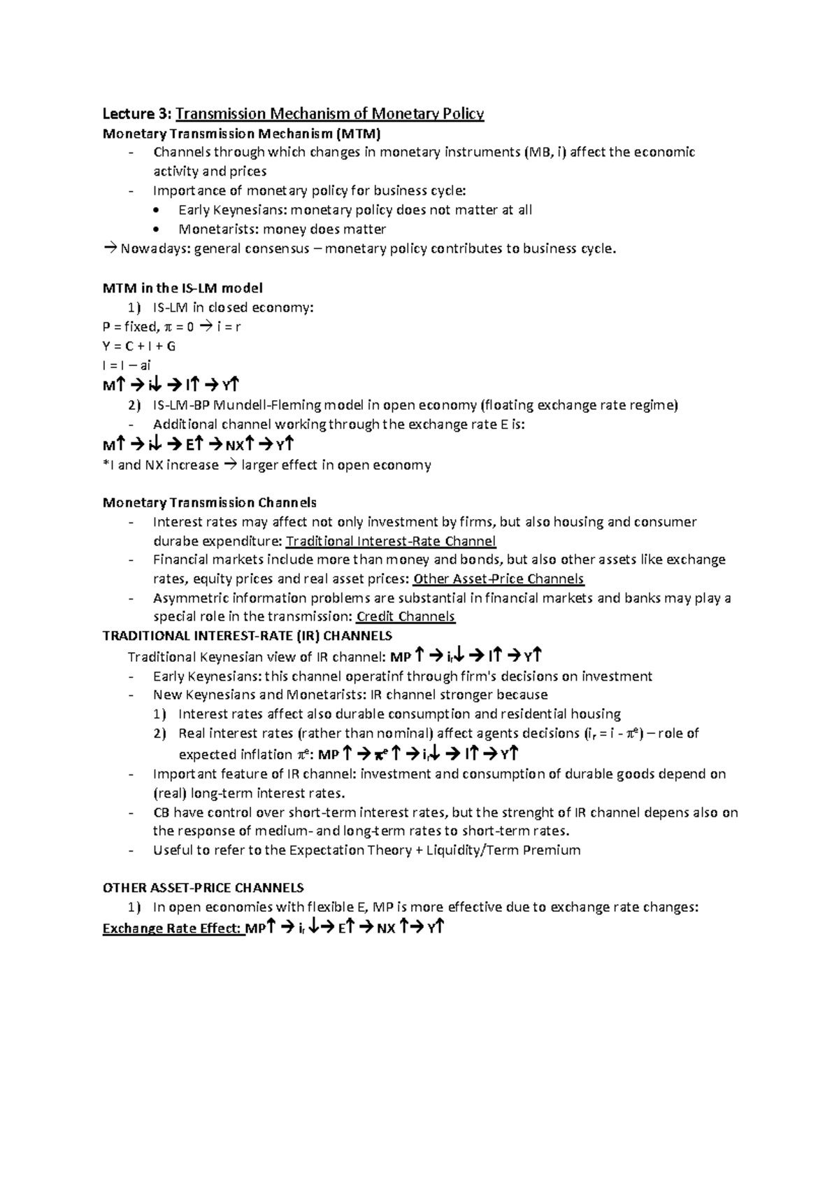 MFP lecture 3 - Warning: TT: undefined function: 32 Lecture 3: Transmission Mechanism of ...