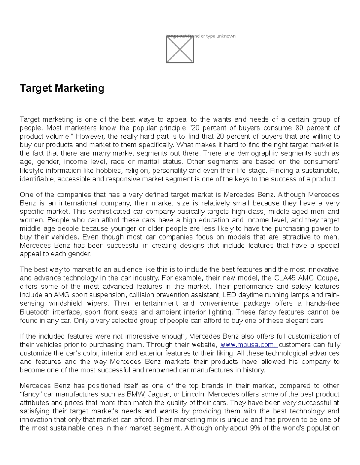 Target Marketing - This is a tutorial work that could help you to ...