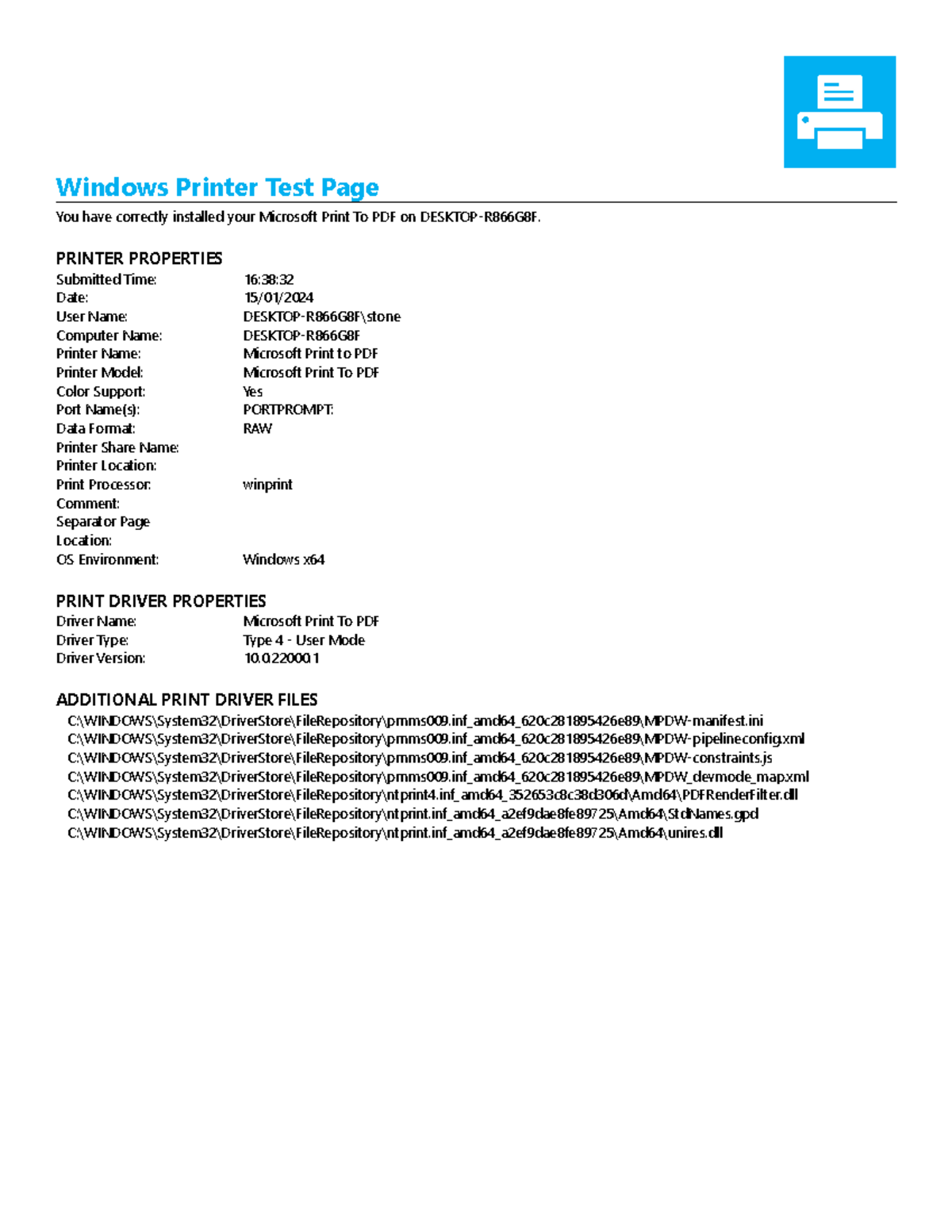 Fah - nicd - Windows Printer Test Page You have correctly installed ...