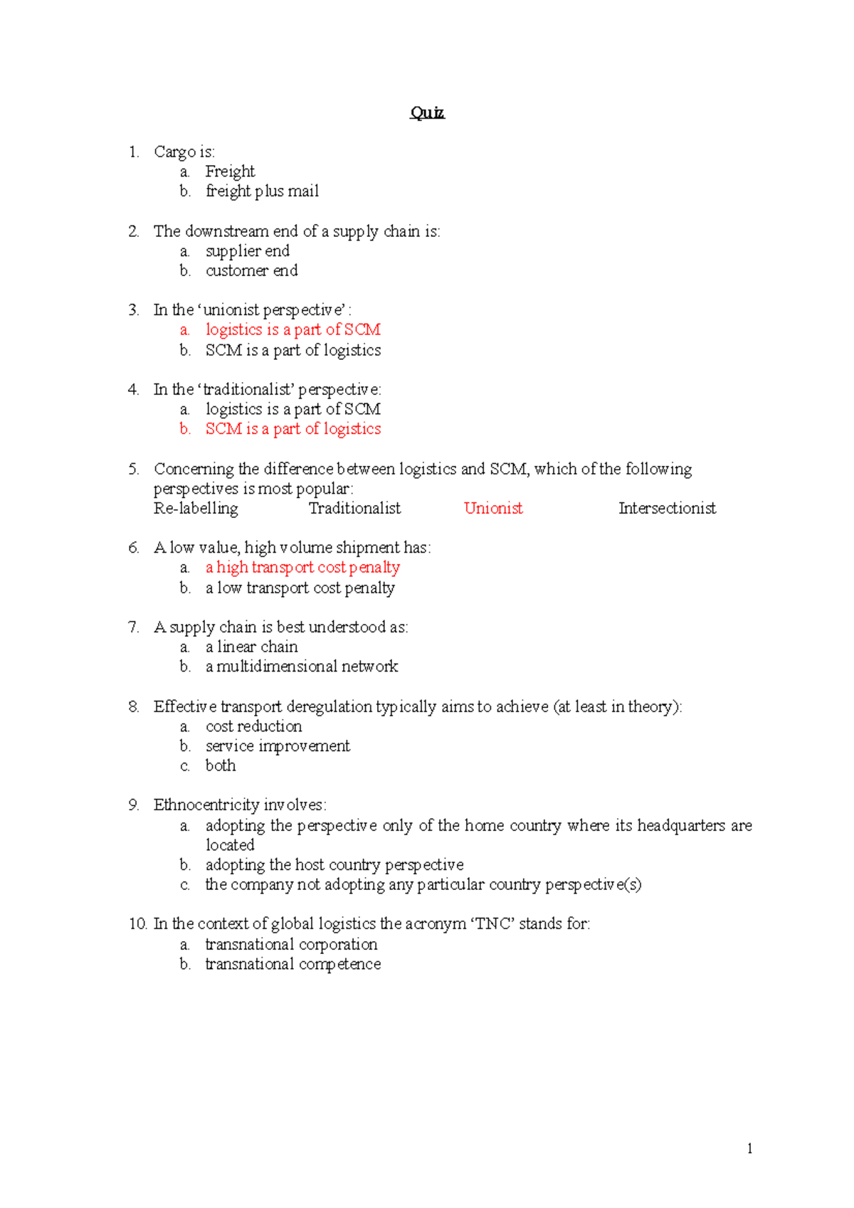 Mangan 3e Quiz Answers - Quiz Cargo is: a. Freight b. freight plus mail ...