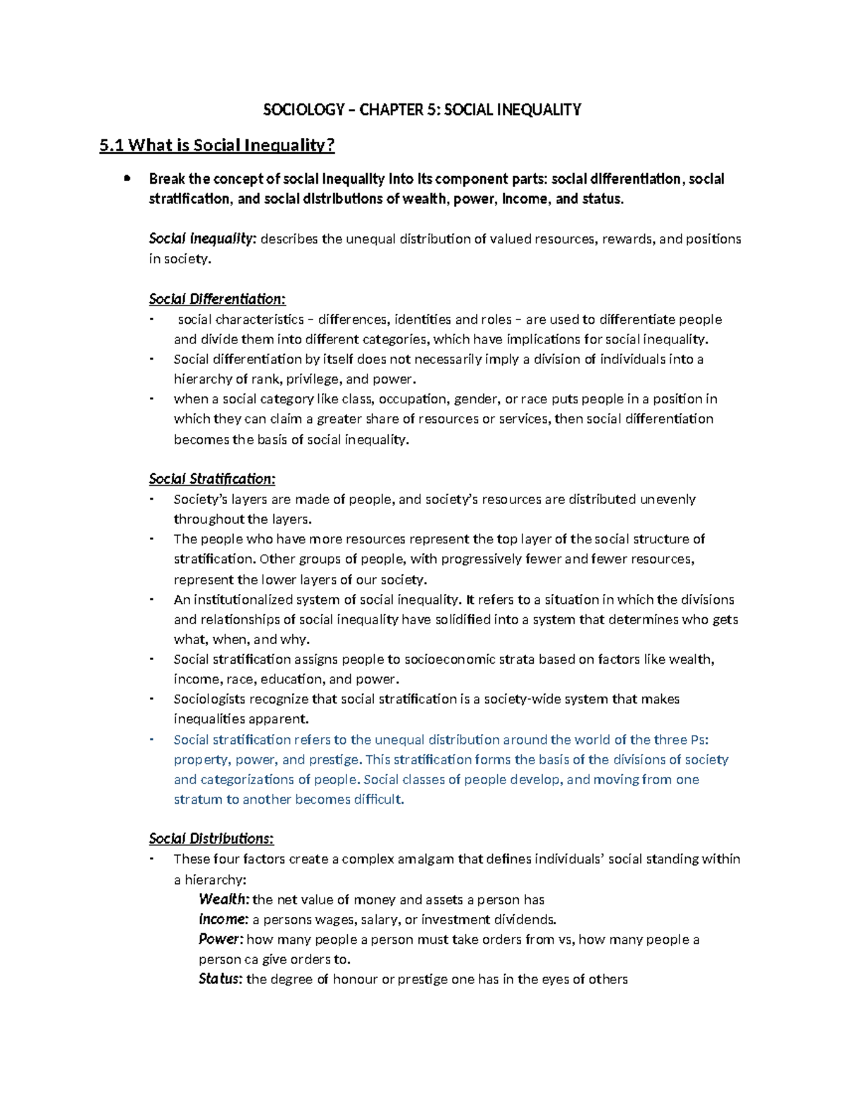 SOC - CHAPTER 5 - Social Inequality - SOCIOLOGY – CHAPTER 5: SOCIAL ...