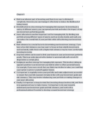 Chapter 5 - Summary - 1 Chapter 5: Bonds and Fixed Income Securities ...