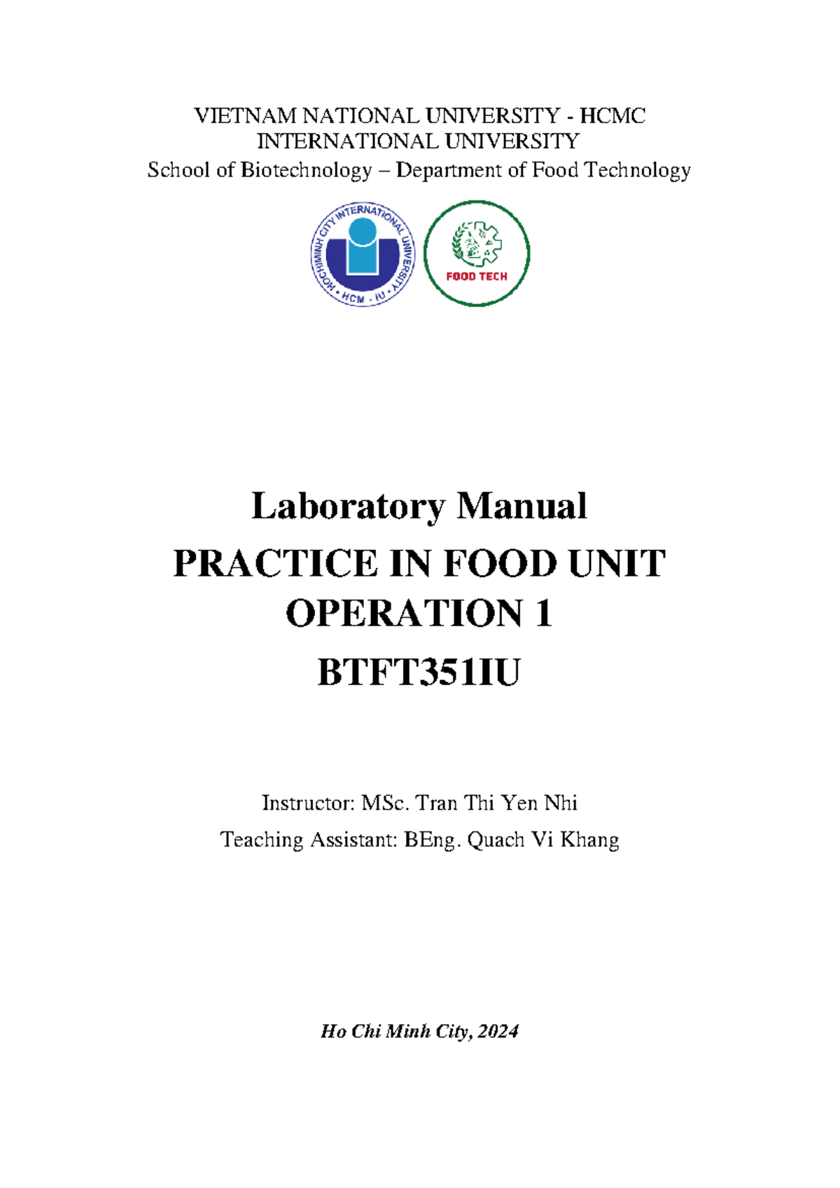 24-25 Sem1 FUO1 Lab manual For Students - Food Unit 1 - Studocu