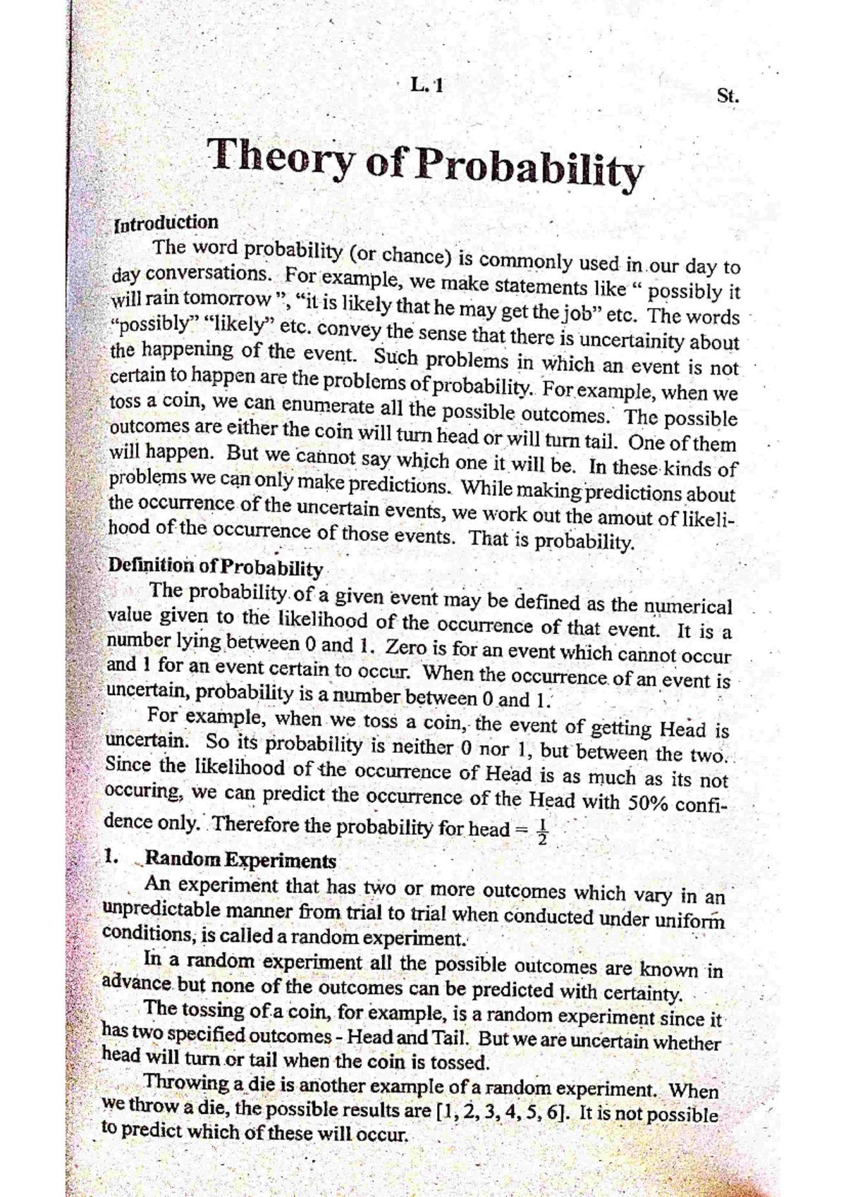 Theory of Probability - Basic Statistics - Studocu