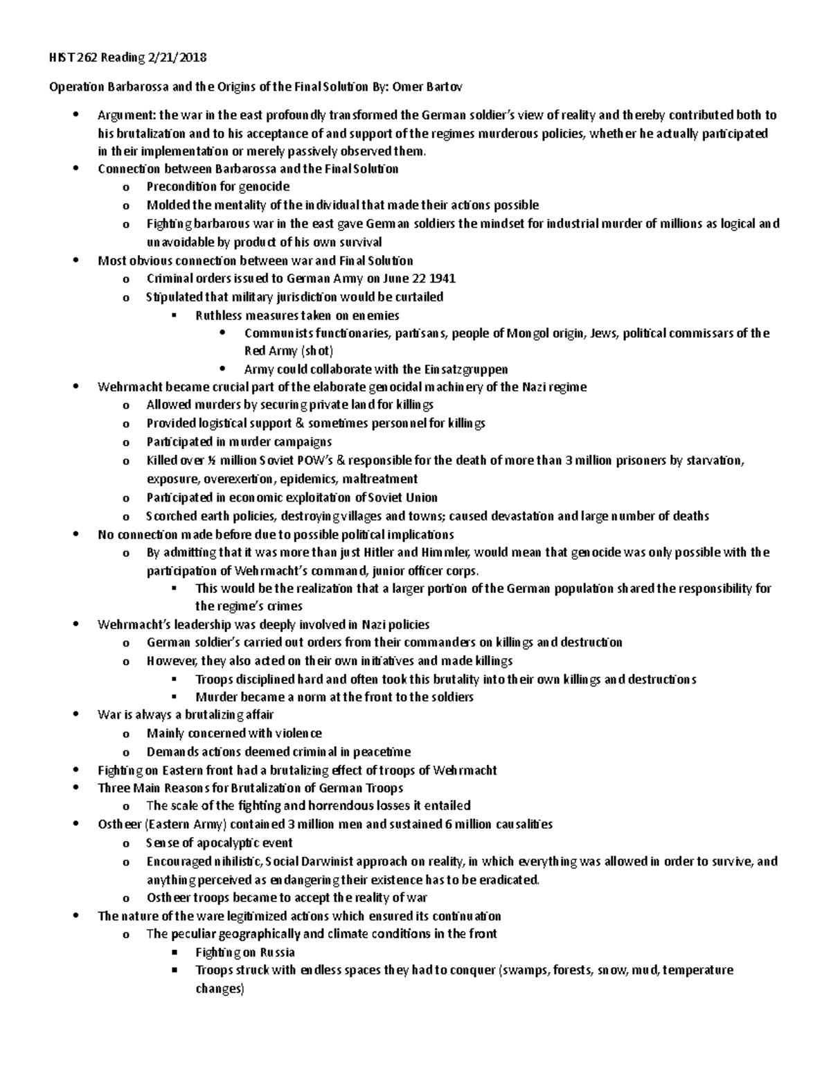 HIST 262 Reading 2 - Auerbach was professor - HIST 262 Reading 2/21 ...