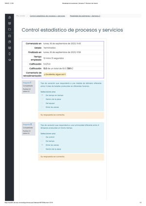 Control estadístico de procesos y servicios Semana 5 P - Evidencia de aprendizaje Semana 5 ...