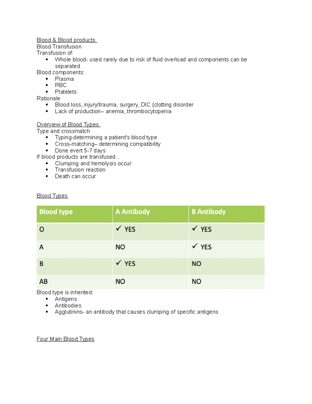 Blood - .. Clumping and hemolysis occur Transfusion reaction Death can ...
