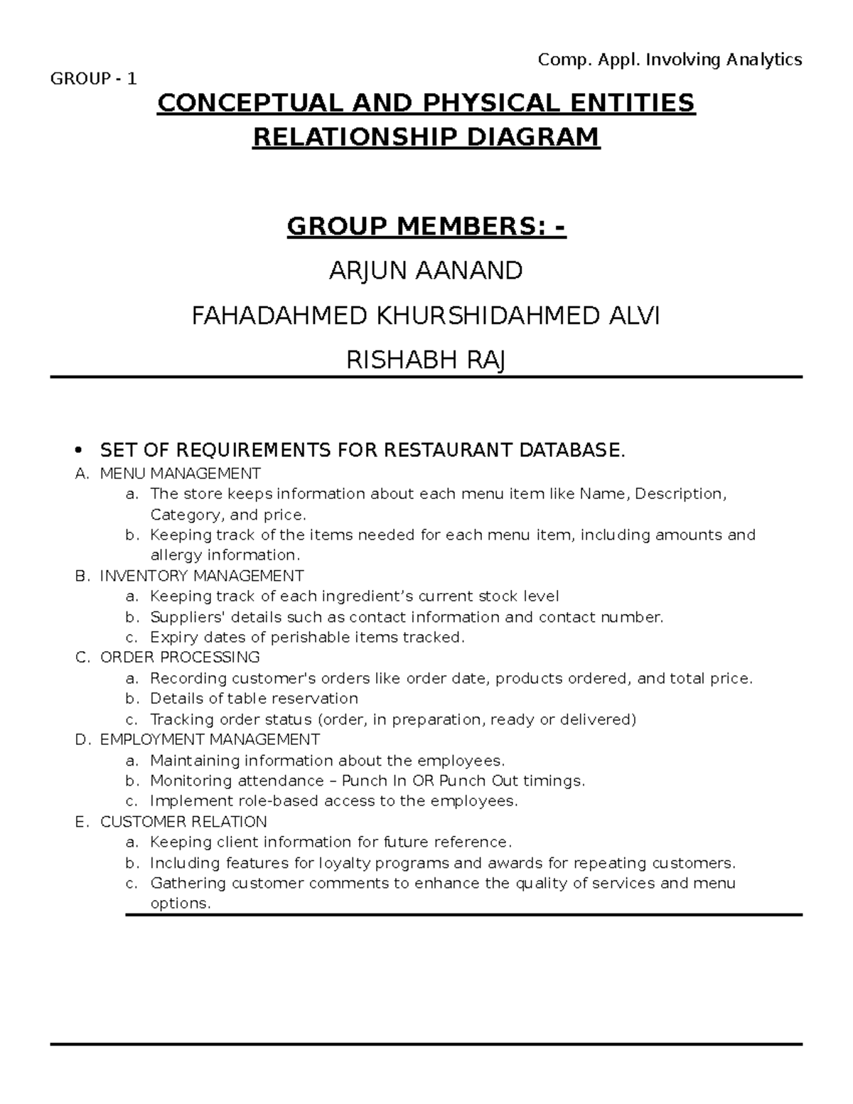 ERD-Group Assignment - Week - 1 - GROUP - 1 CONCEPTUAL AND PHYSICAL ENTITIES RELATIONSHIP ...