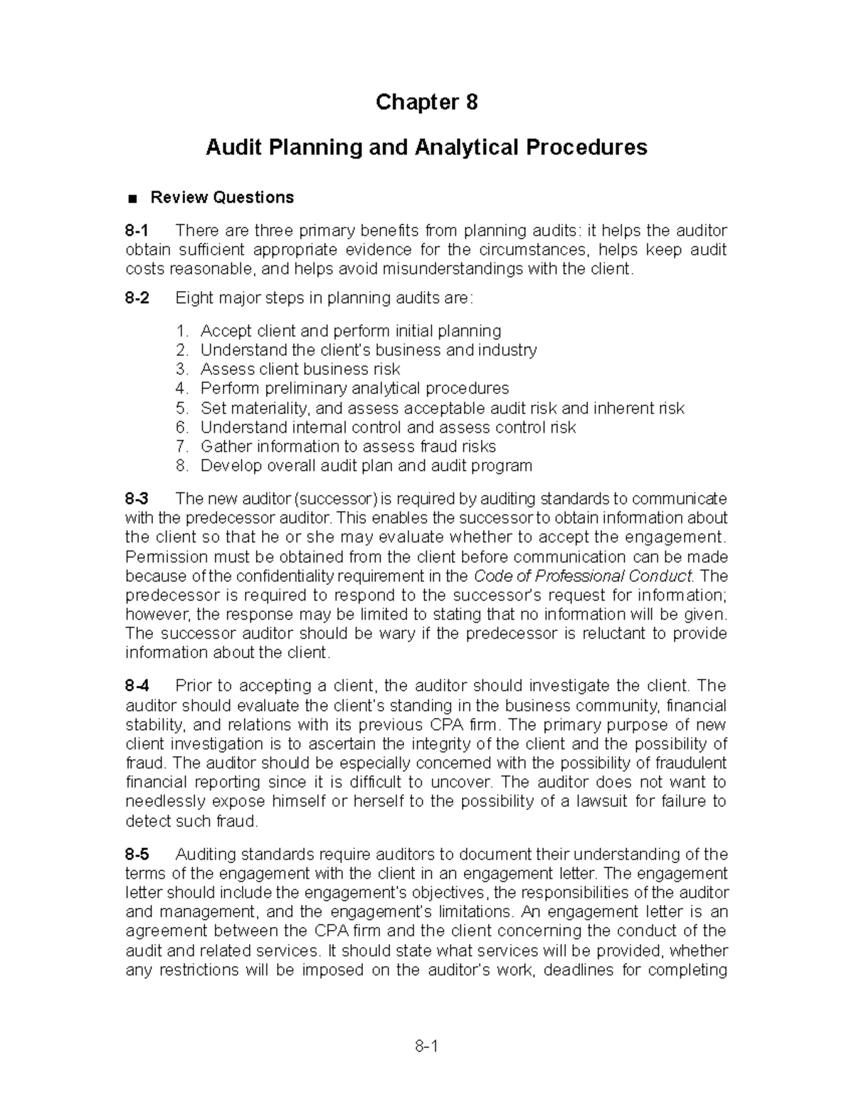 Pdfcoffee - Solution Manuals - Chapter 8 Audit Planning and Analytical Procedures Review ...