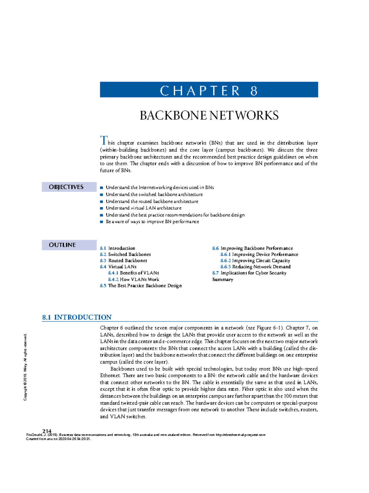 Business Data Communications and Networking, 13th - CHAPTER 8 BACKBONE NETWORKS This chapter ...