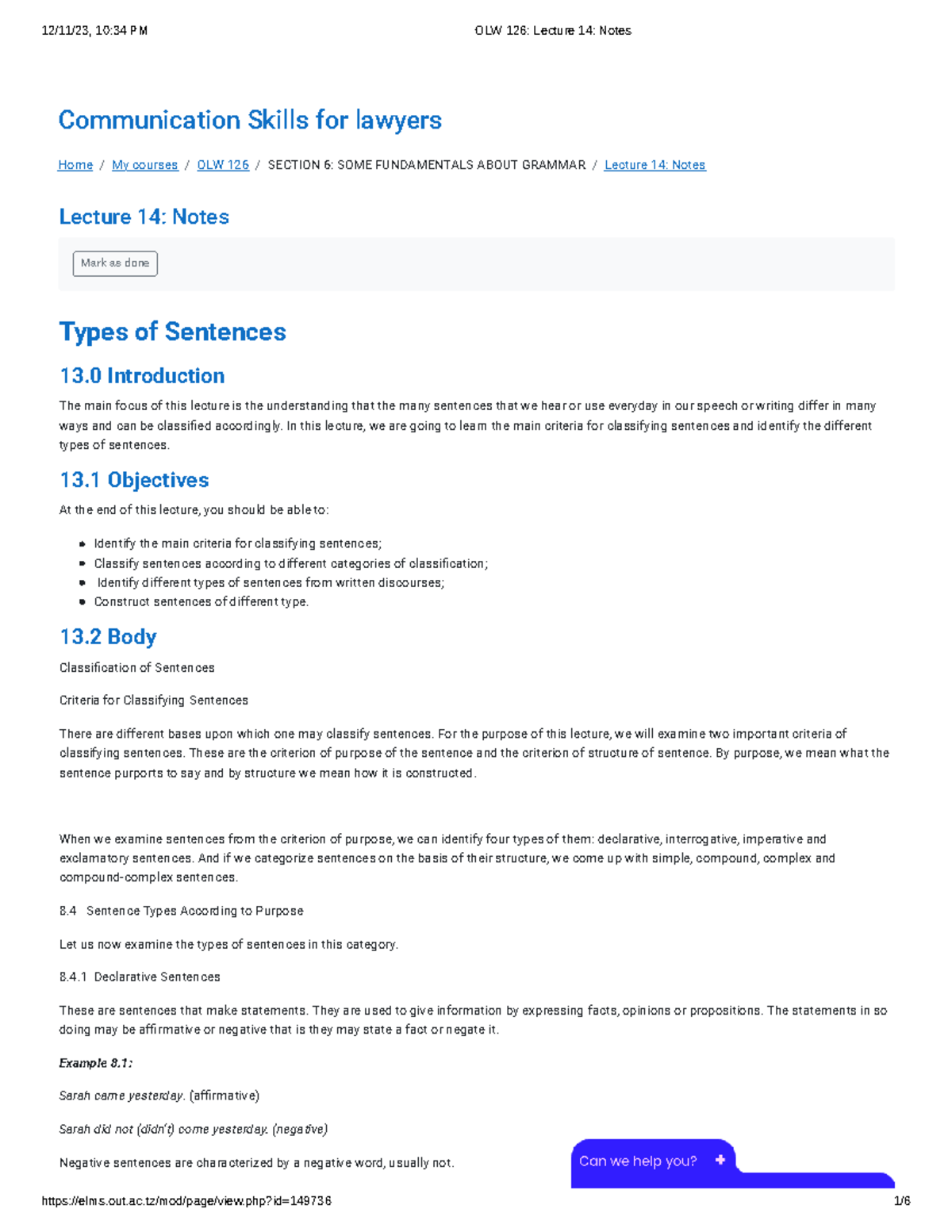 OLW 126 Lecture 14 Notes - Lecture 14: Notes Mark as done Types of ...