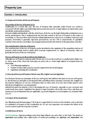 Section 3 - Real Rights - Lecture notes 1- 10 - Section 3: Real Rights ...