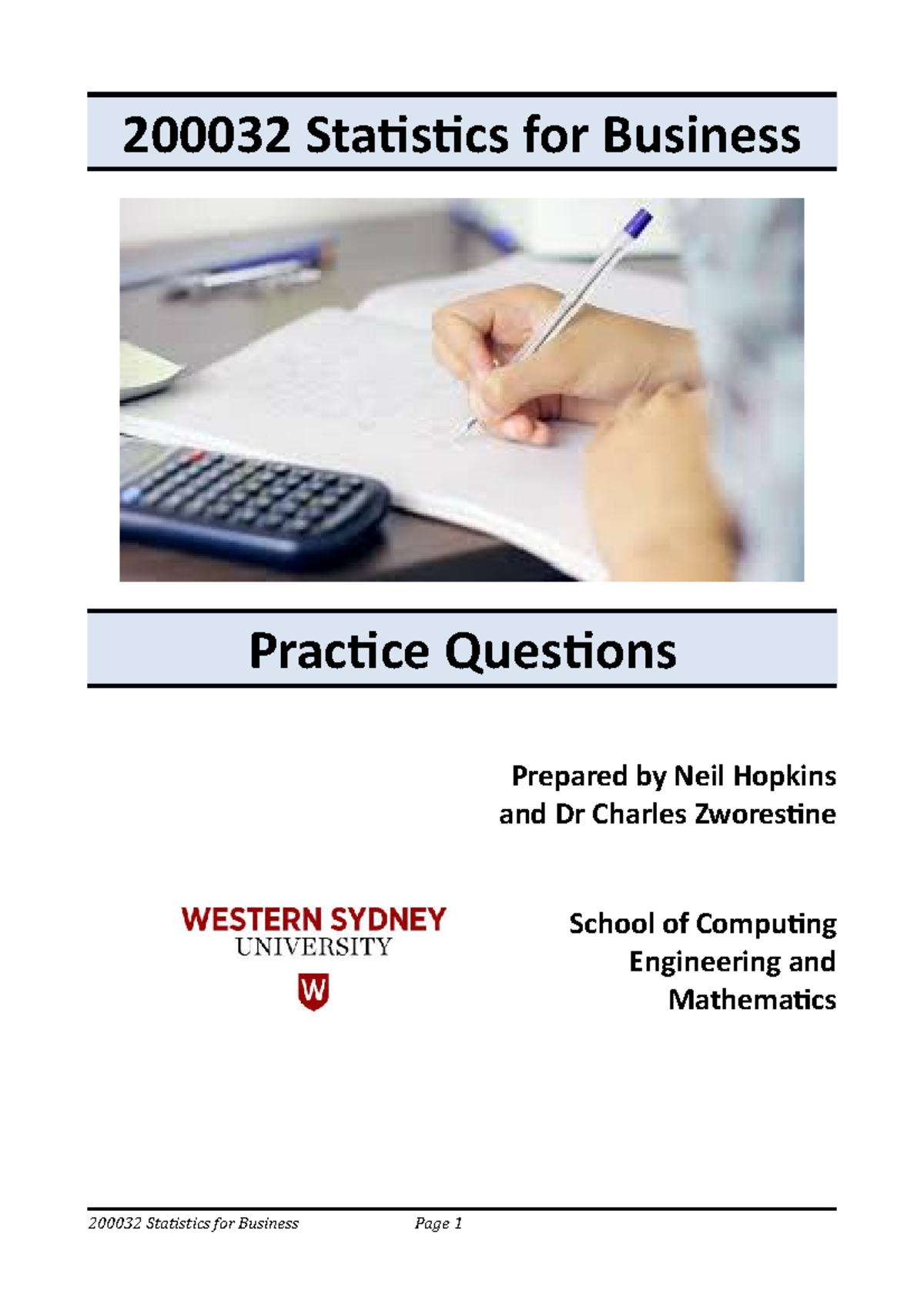 all questions and answers - 200032 Statistics for Business Practice ...