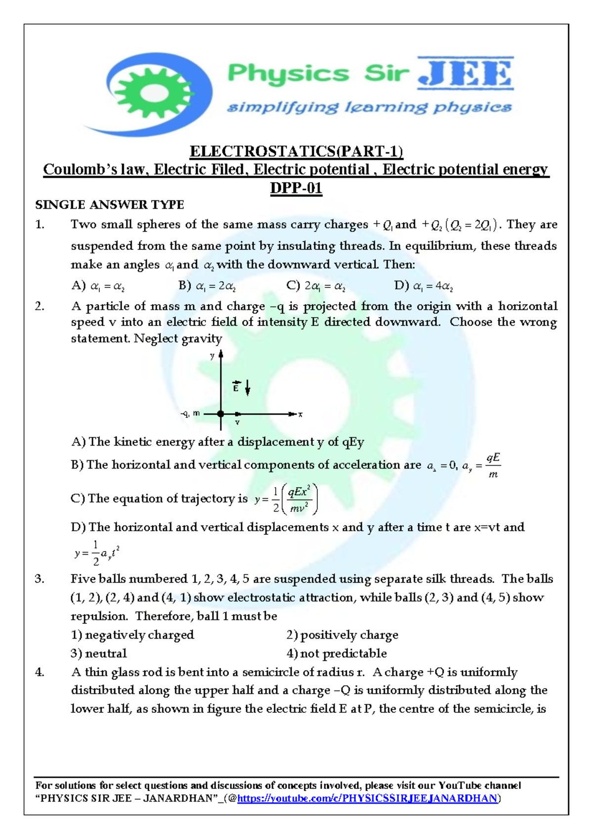 DPP-01 Electrostatics(PART-1) 20230703153020 - For solutions for select questions and ...