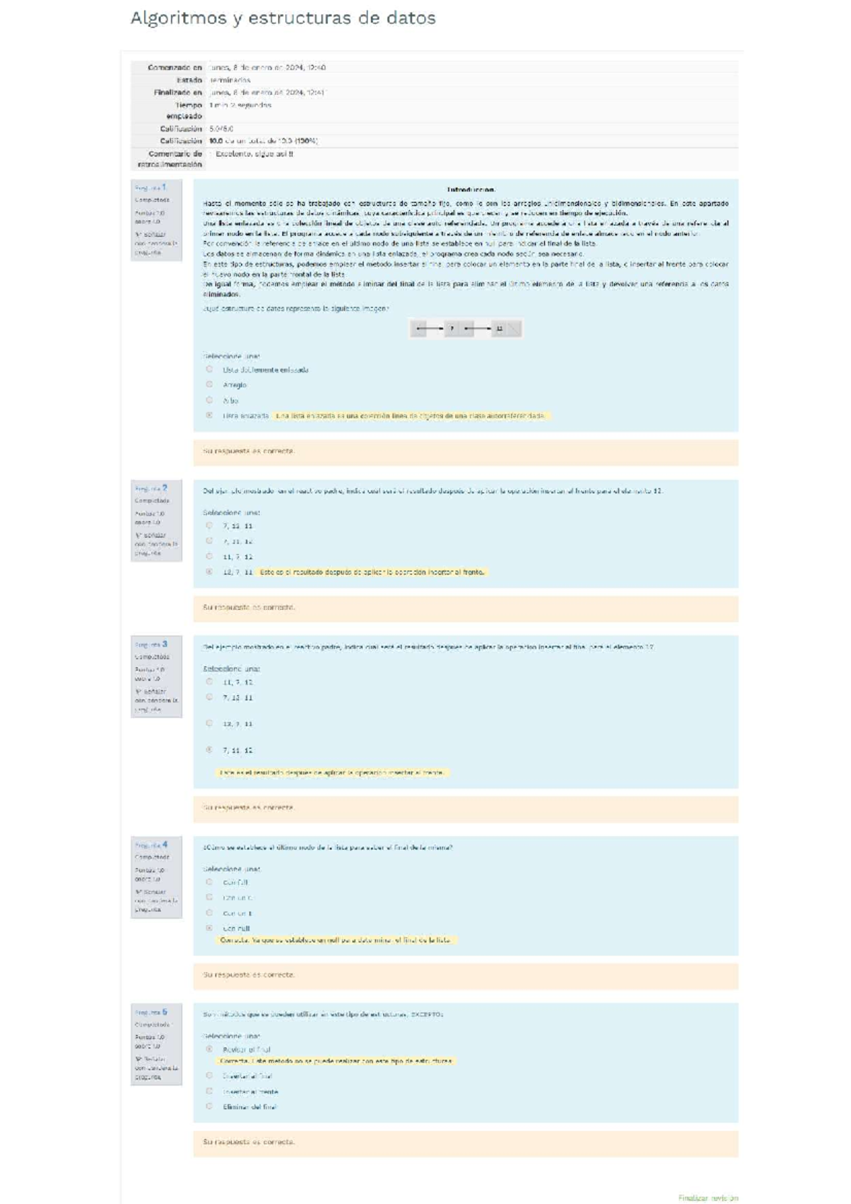 Autocalificable 3 - Algoritmos y estructura de datos - Studocu