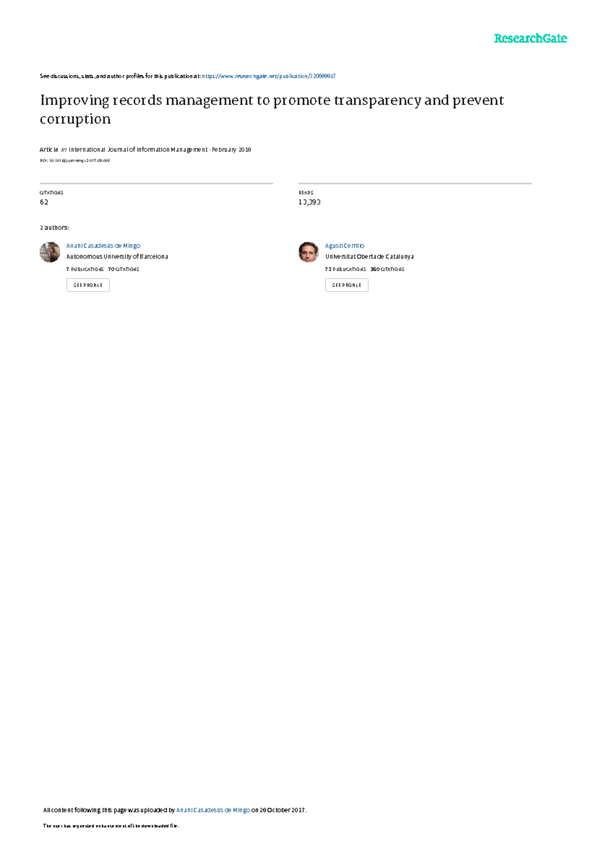 Improving records management to promote transparency and prevent ...
