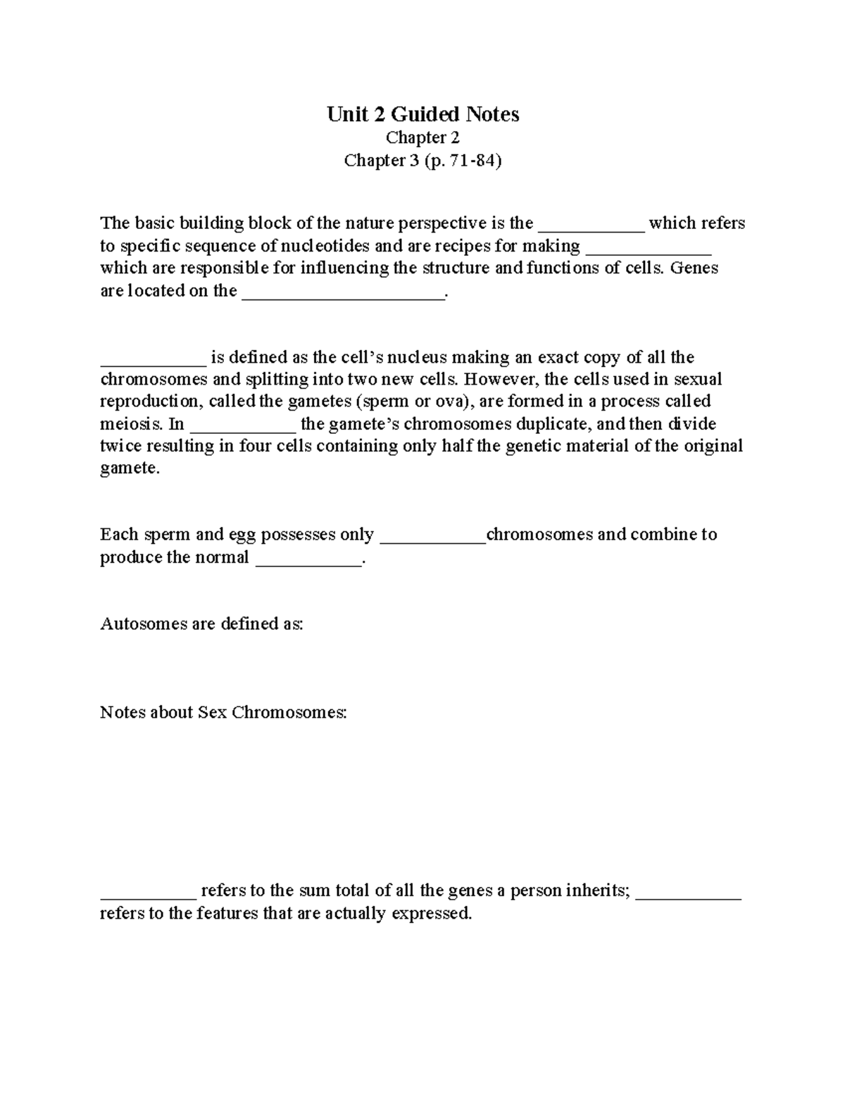 Unit 2 Guided Notes - Unit 2 Guided Notes Chapter 2 Chapter 3 (p. 71-84 ...
