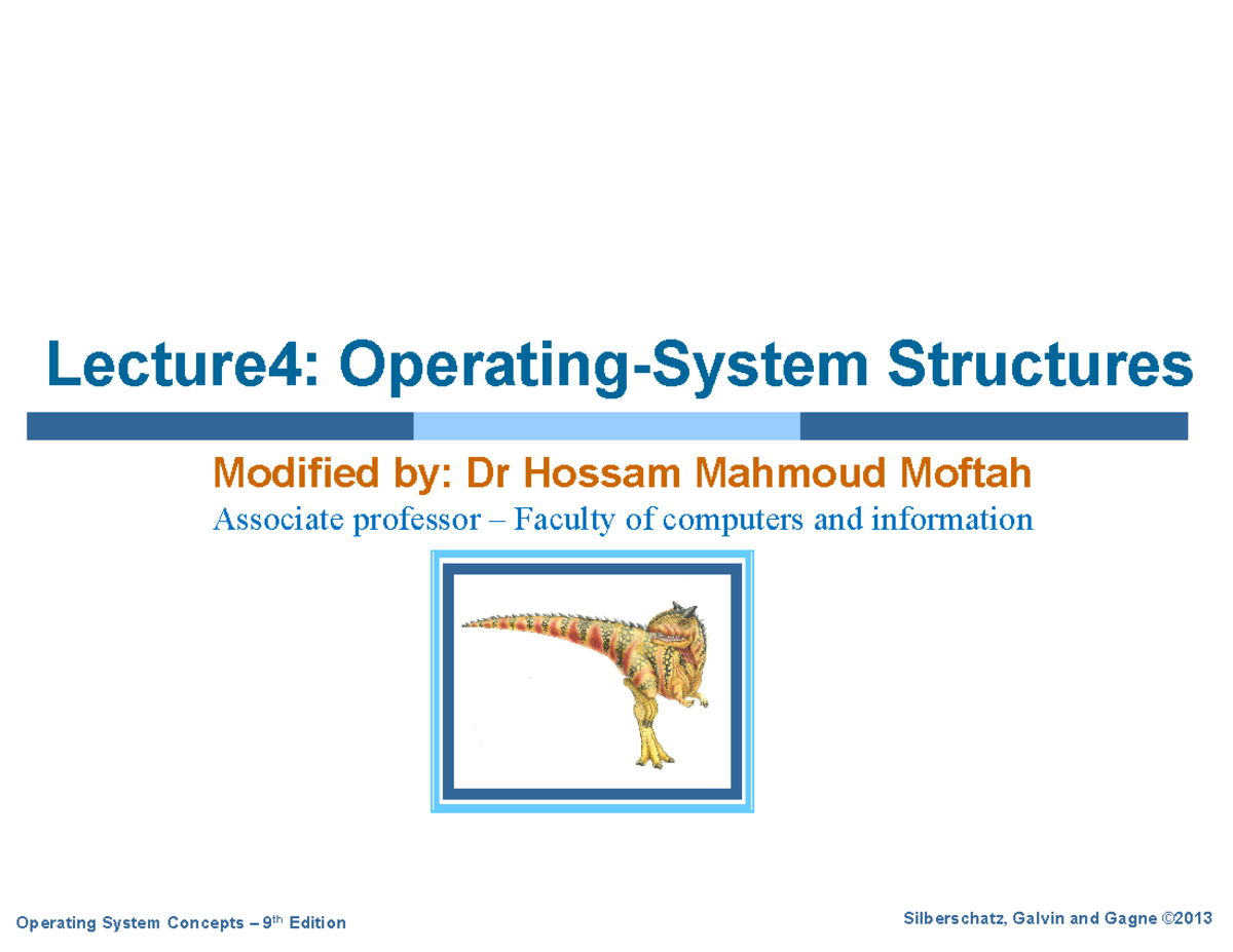 Lecture 4 -os - Operating System Concepts – 9th Edition Silberschatz ...