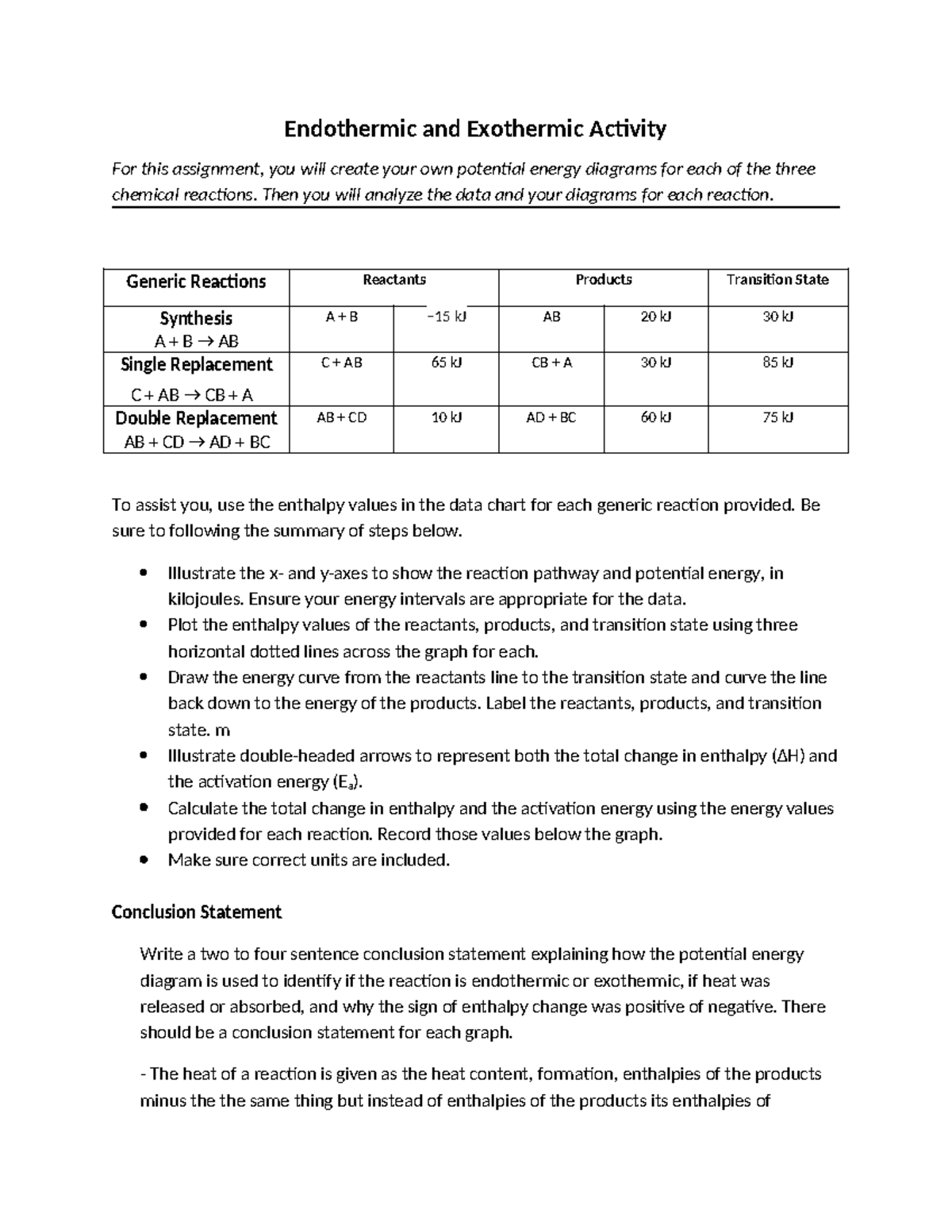 Exo lab activity-1 - ............ - Endothermic and Exothermic Activity ...