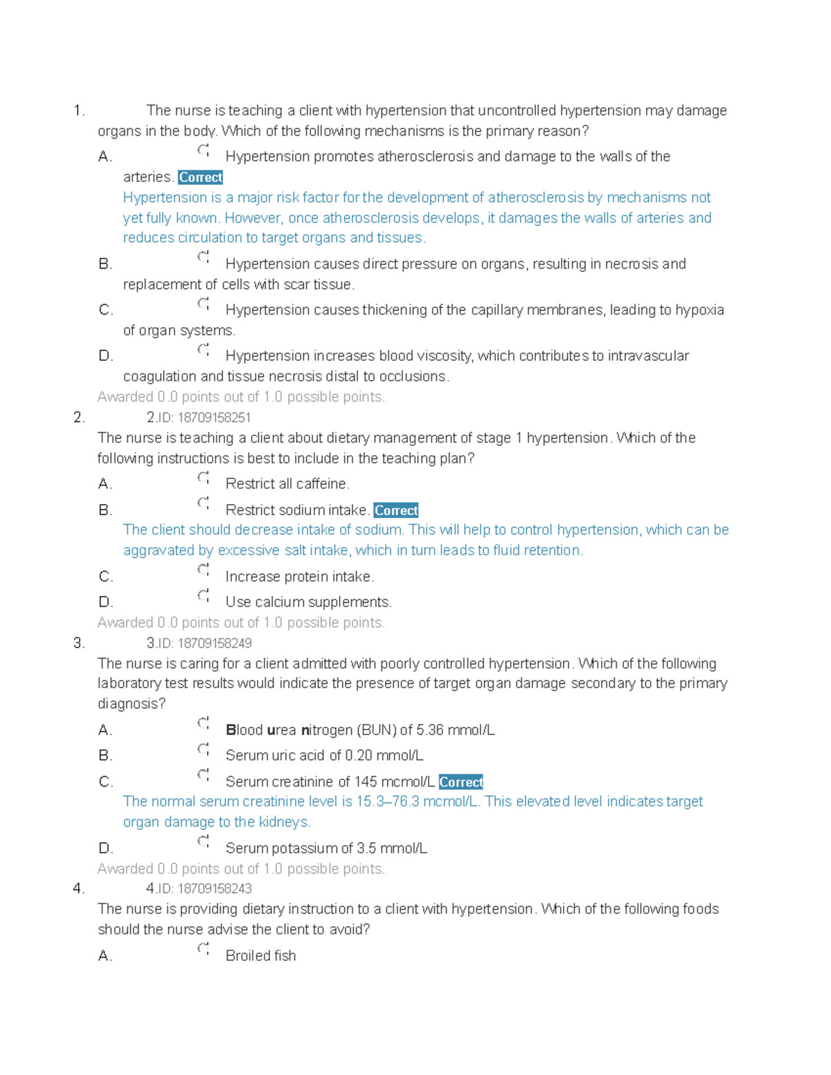 Review-Answers - practice question - The nurse is teaching a client ...