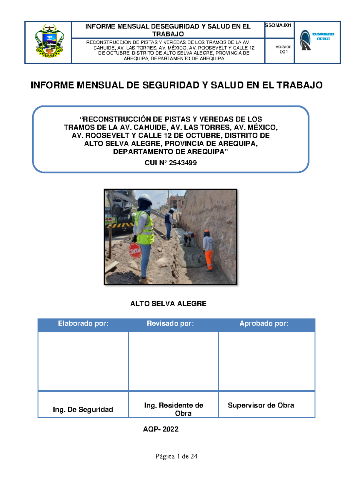 Informe Mensual DE Seguridad Noviembre Consorcio Guclu ASA - ####### INFORME MENSUAL DESEGURIDAD ...