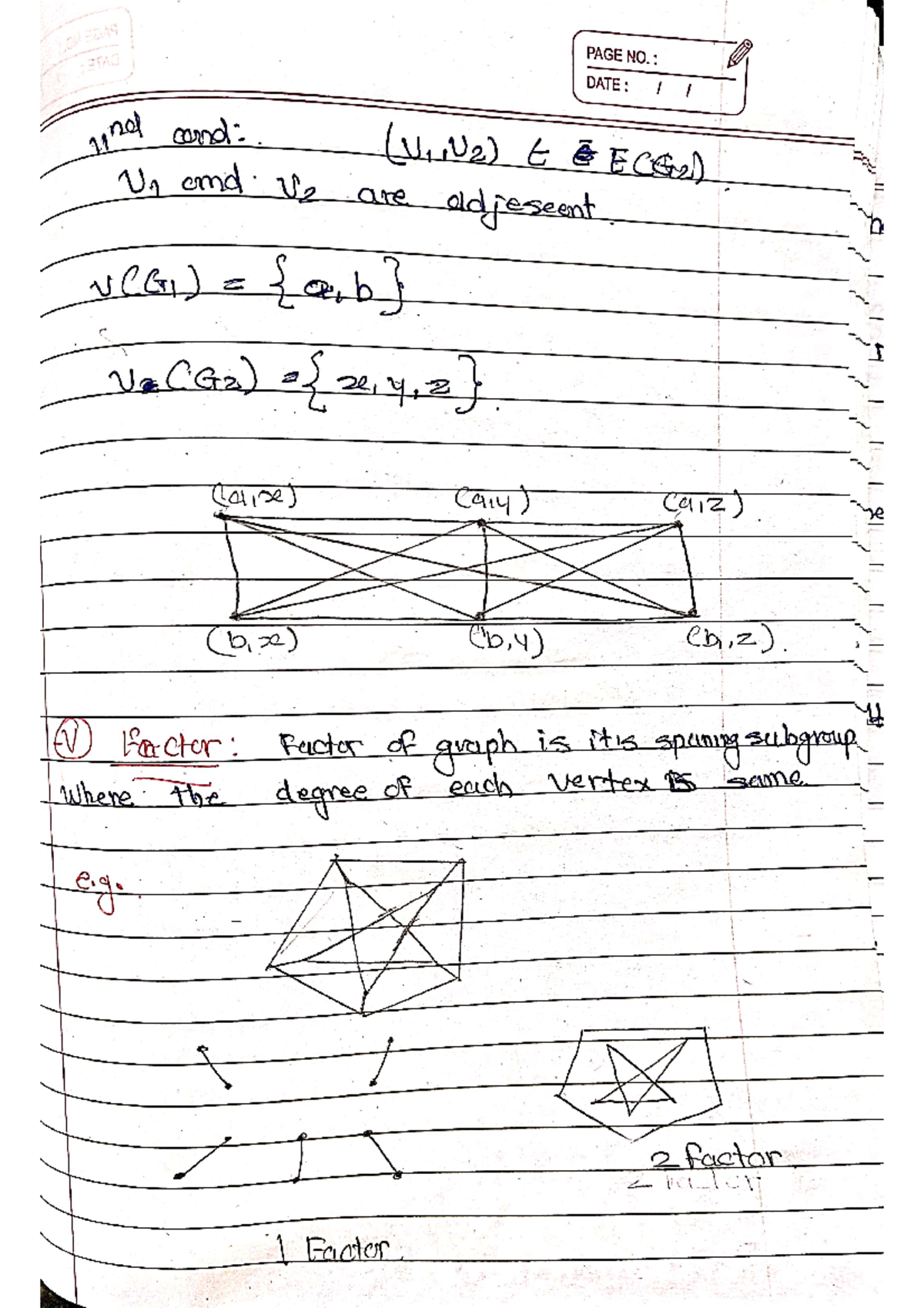DM - Operations on Graphs - PAGE NO.: DATE: and and: (V,,N2) t E ECS2 ...