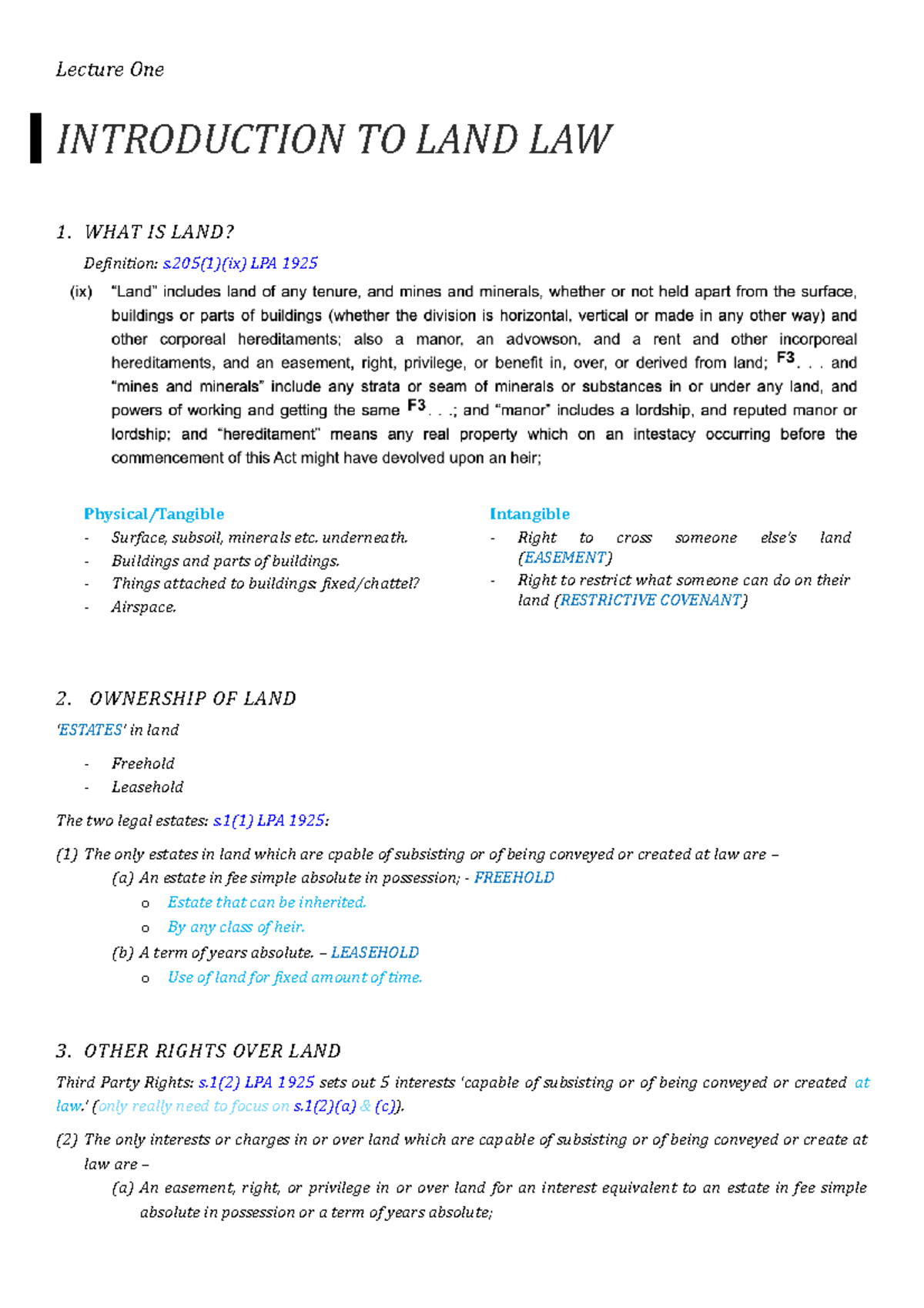 Land Law Revision Notes - Studocu