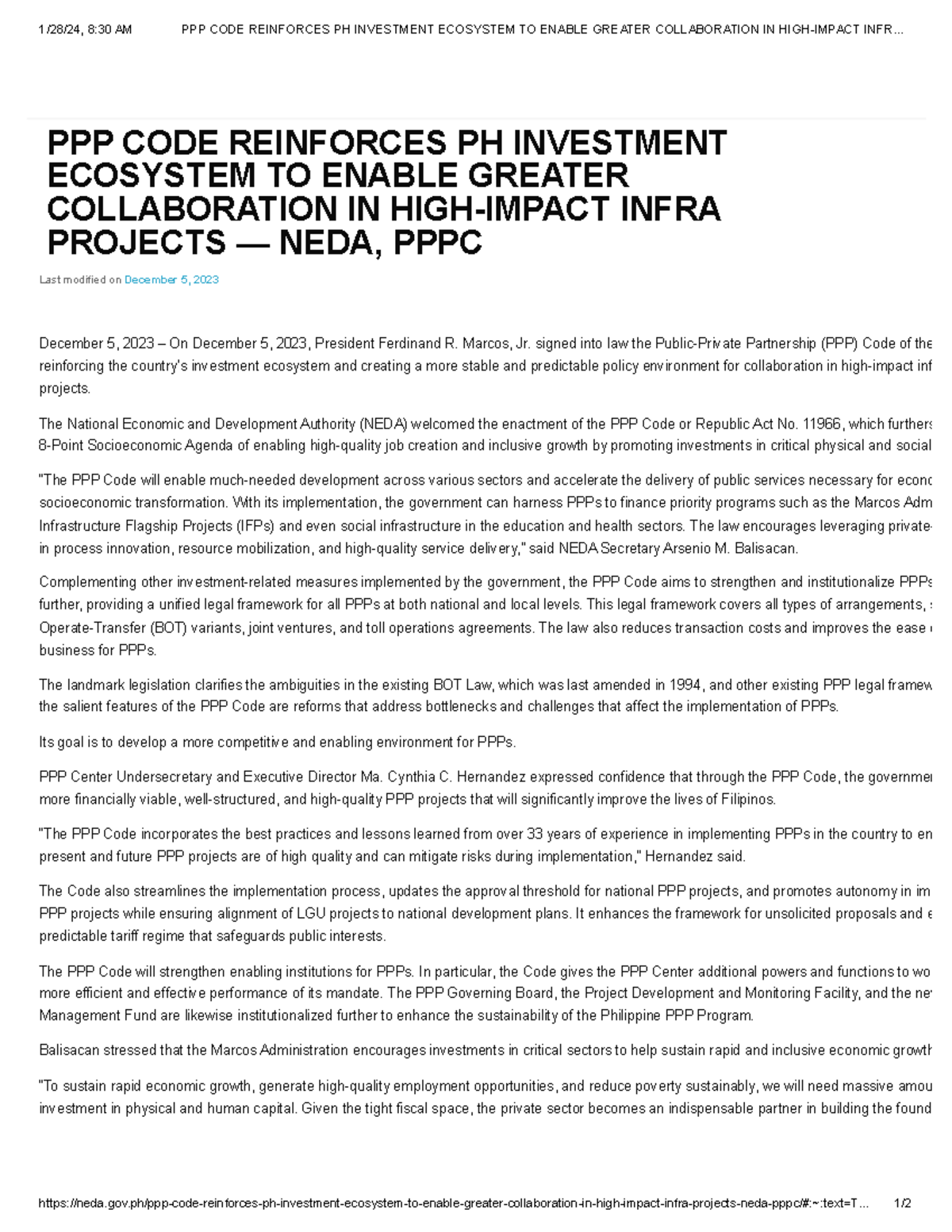 PPP CODE Reinforces PH Investment Ecosystem TO Enable Greater ...