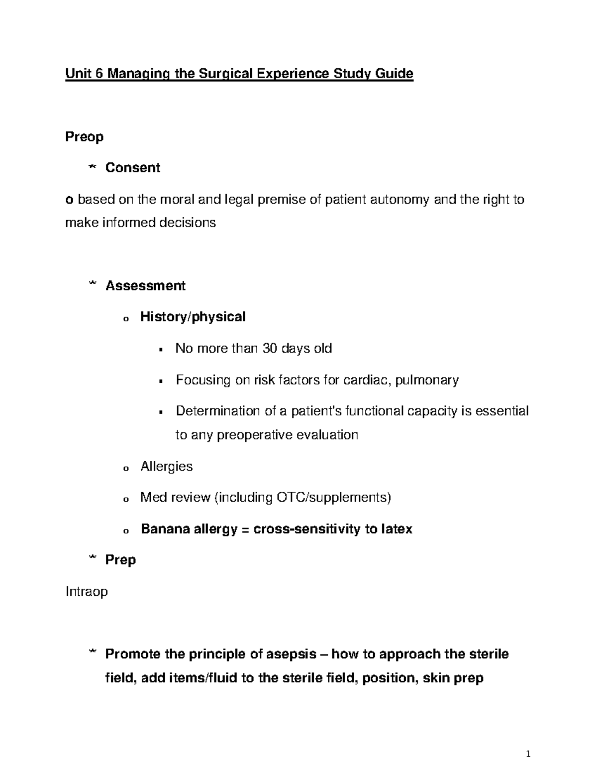 Unit 6 Managing the Surgical Experience Study Guide - o Malignant ...