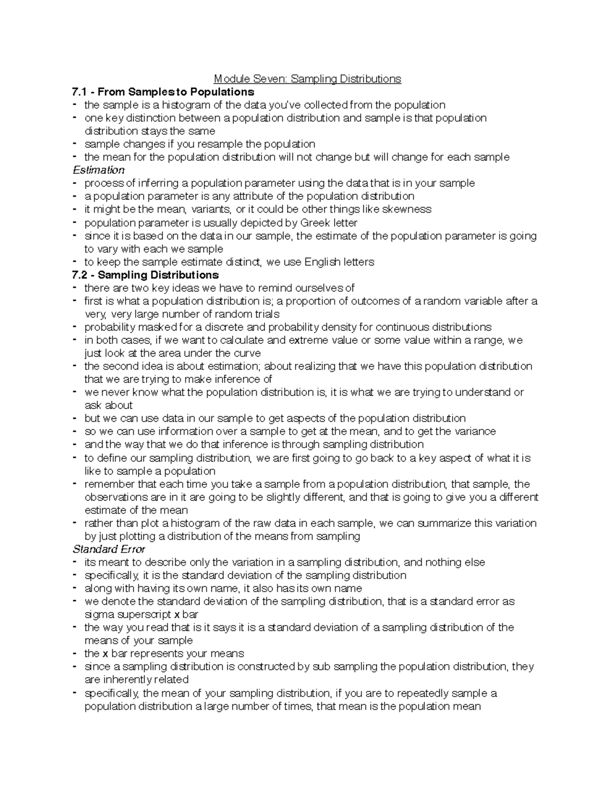 Week 6: Sampling Distributions - Module Seven: Sampling Distributions 7 ...