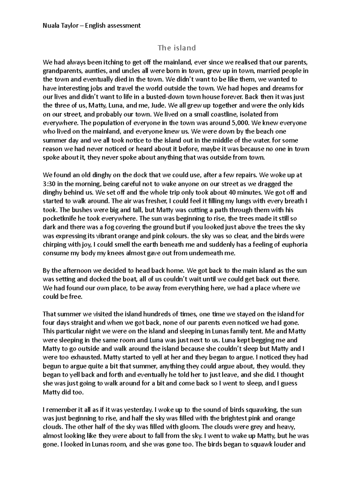 Nuala taylor english - this is a practice essay on modern history ...