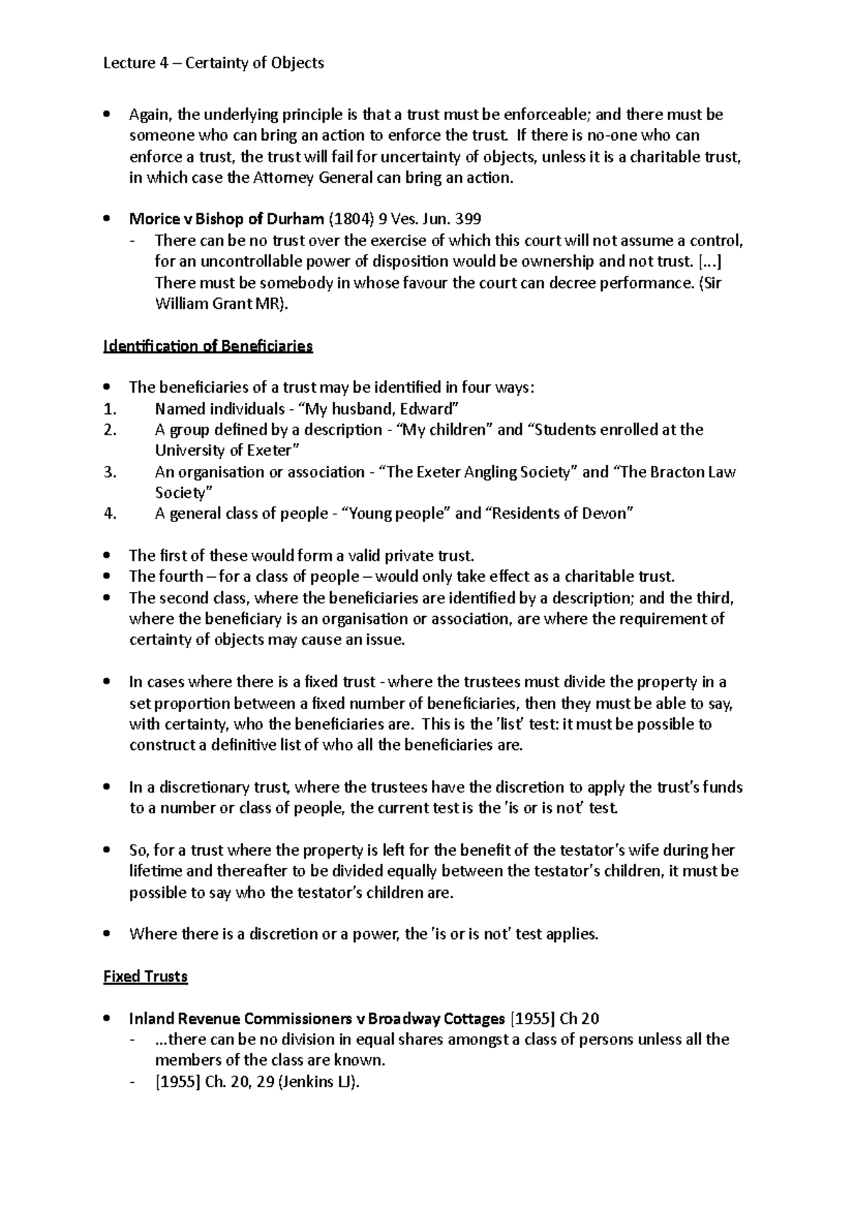 Lecture 4 - Certainties 2 - Again, the underlying principle is that a ...