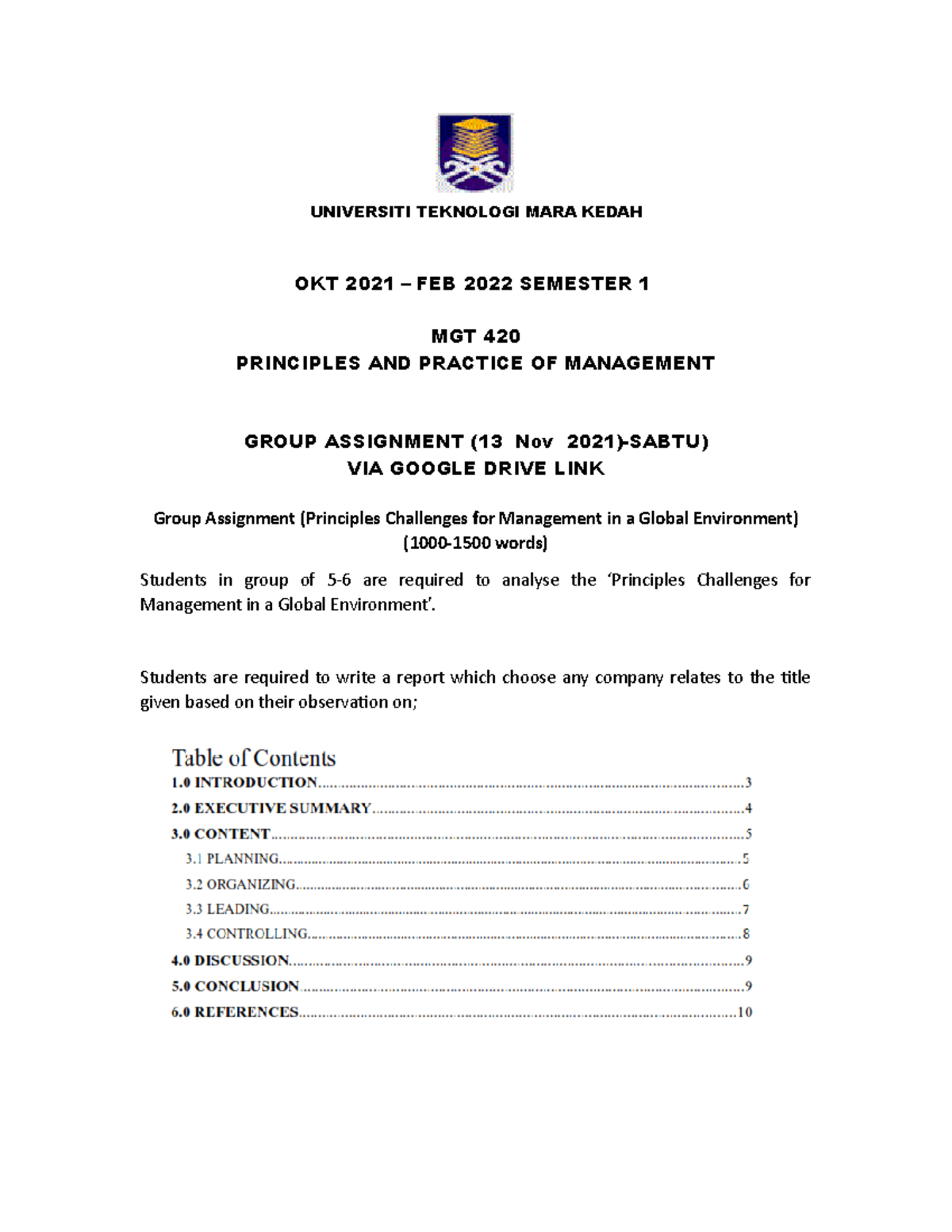 Group Assignment OKT 2021 - UNIVERSITI TEKNOLOGI MARA KEDAH OKT 2021 ...