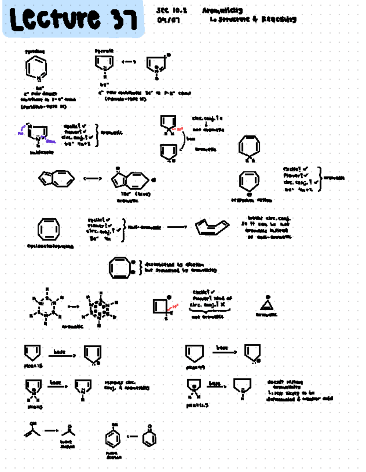 CHEM 210 lec 37 - Sec 10 Aromaticity Lecture 37 04/07 Structure ...