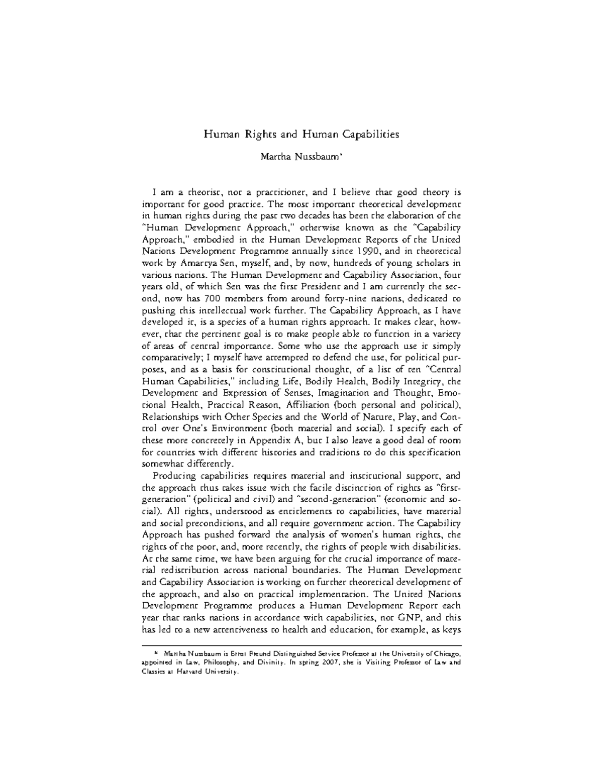 Artigo-Human Rights and Human Capabilities - Martha Nussbaum - Human ...