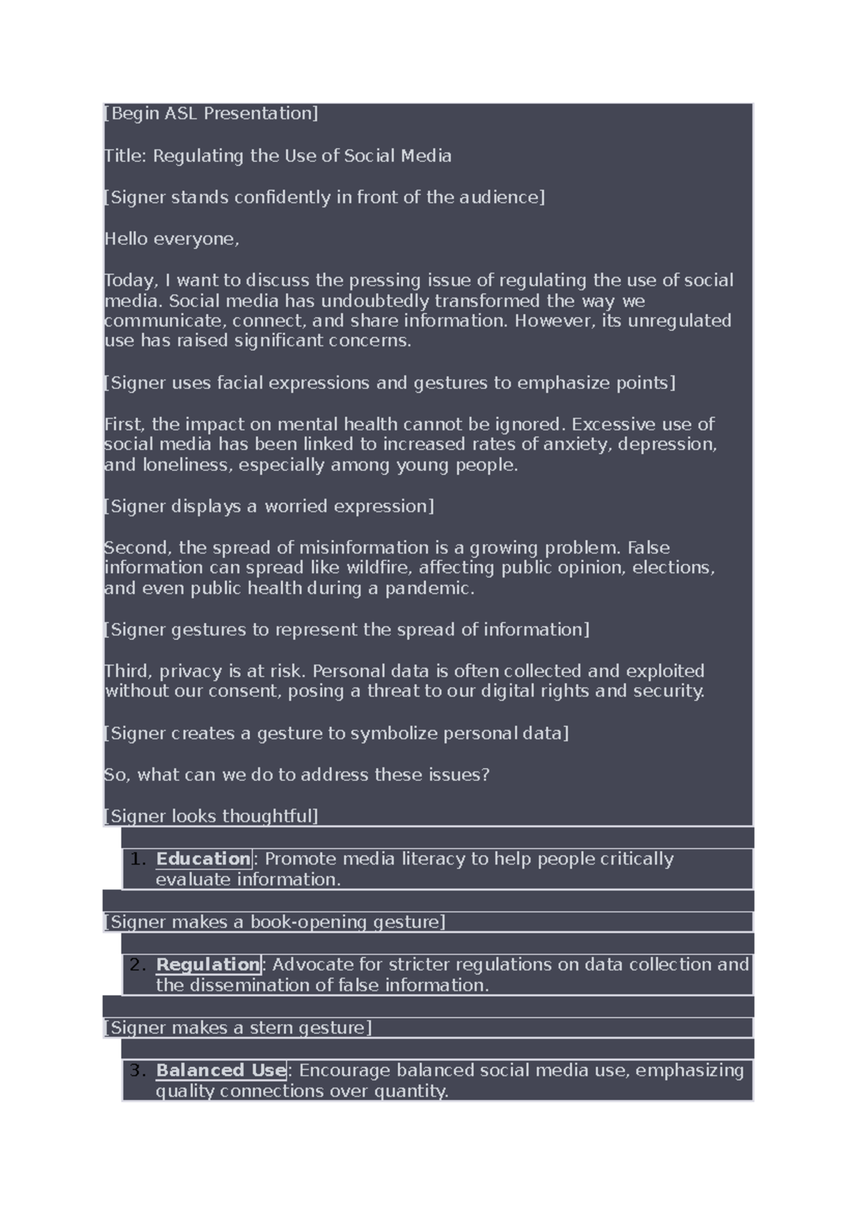 Begin Asl Presentation [begin Asl Presentation] Title Regulating The
